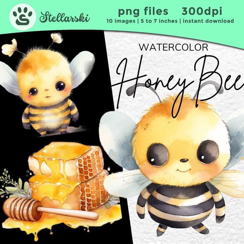 Bee Clipart, Watercolor Honey Bee, Watercolor Bee, Bee PNG, Bee Art ...