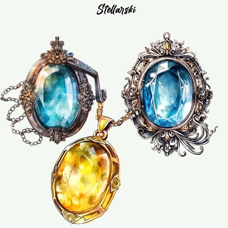 13 Fantasy Gem Locket Clipart, PNG, Full Commercial Use, Necklace PNG ...