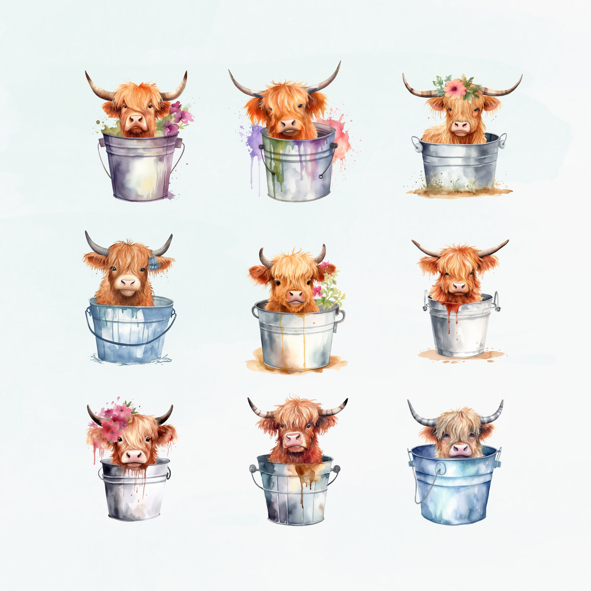 Cute Highland Cow Bundle Highland Baby Cow Highland Cow Nursery ...