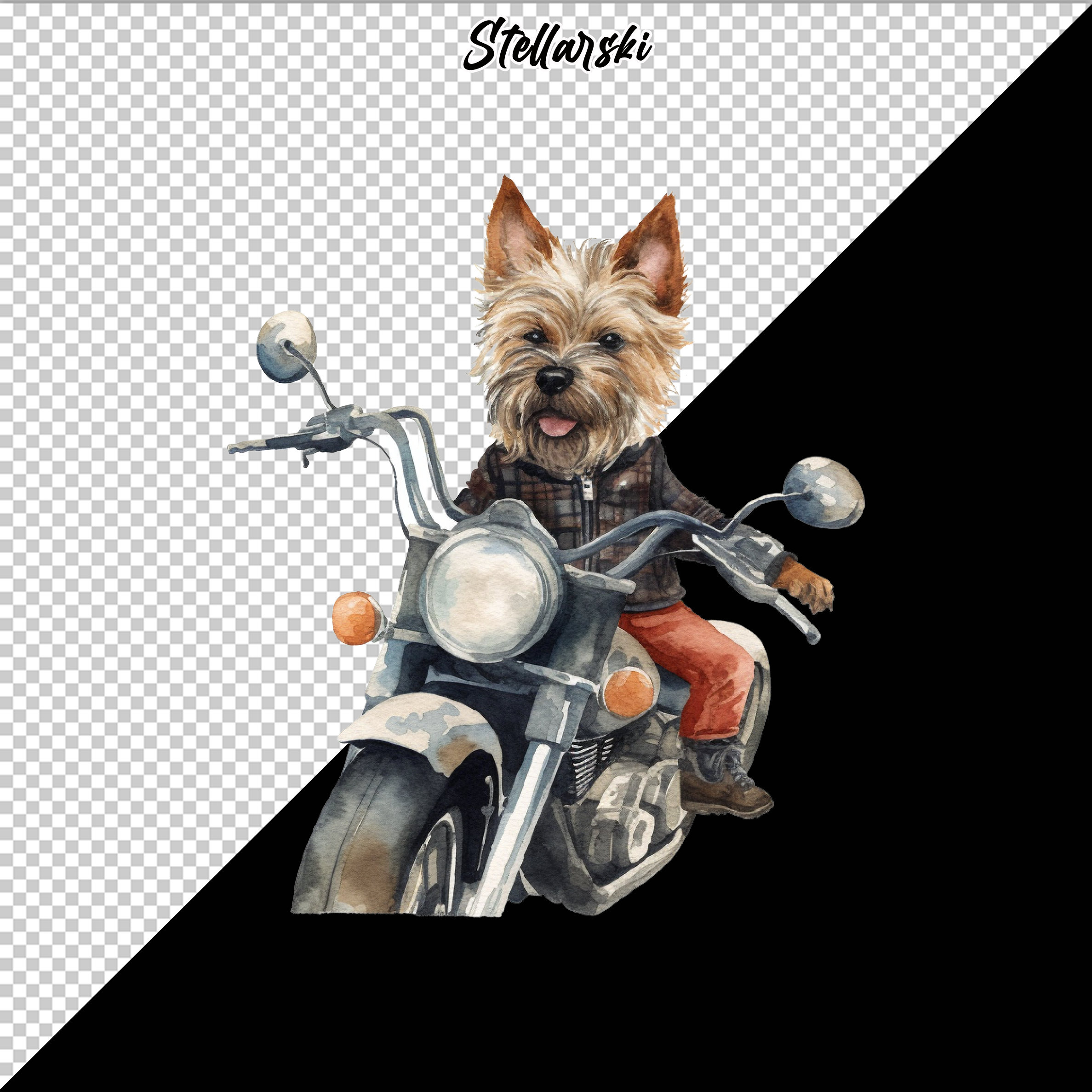 Biker Dogs Clipart | Motorcycle Dog PNG | Watercolor Dogs on Bikes ...
