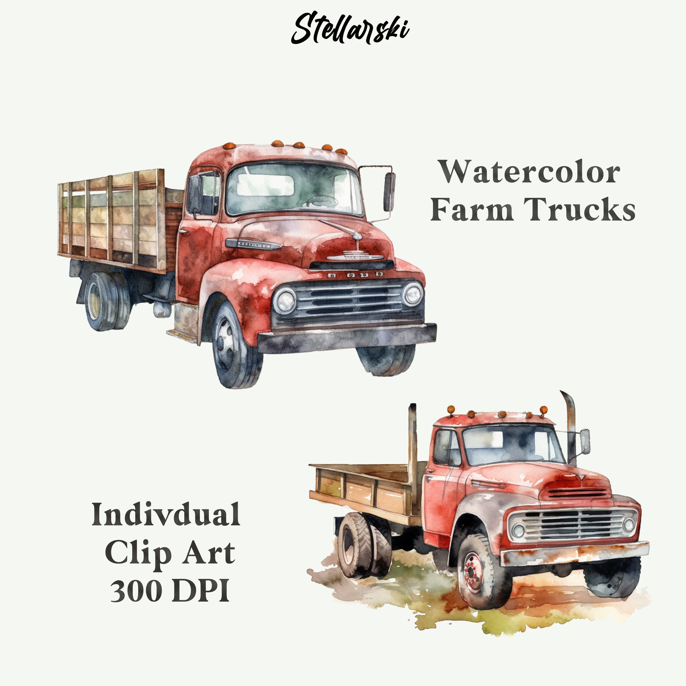 Vintage Farm Truck Clipart, Old Farm Truck PNG, Rustic Truck Prints ...
