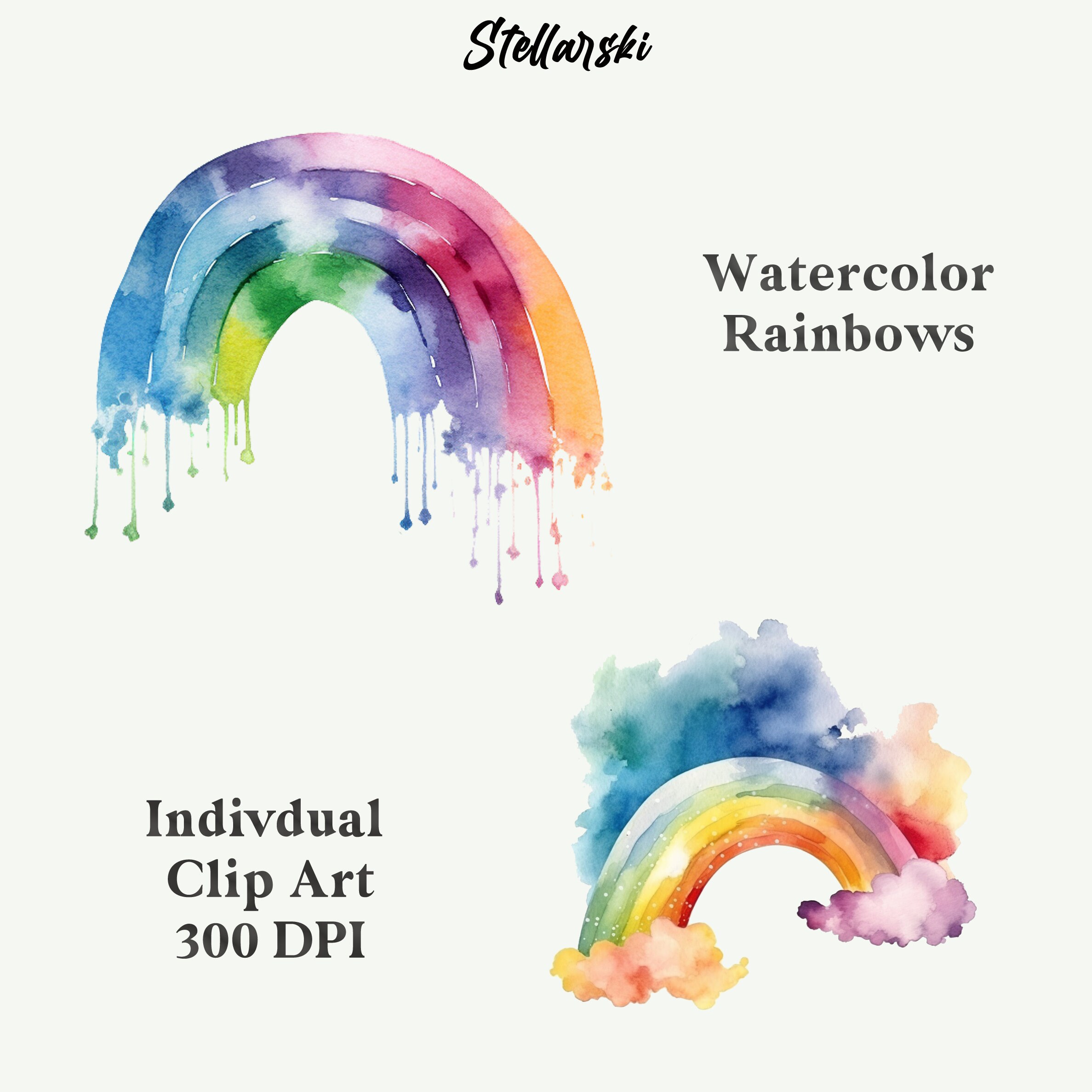 Watercolor Rainbow Clipart, Nursery Rainbow, Commercial Use, Digital ...