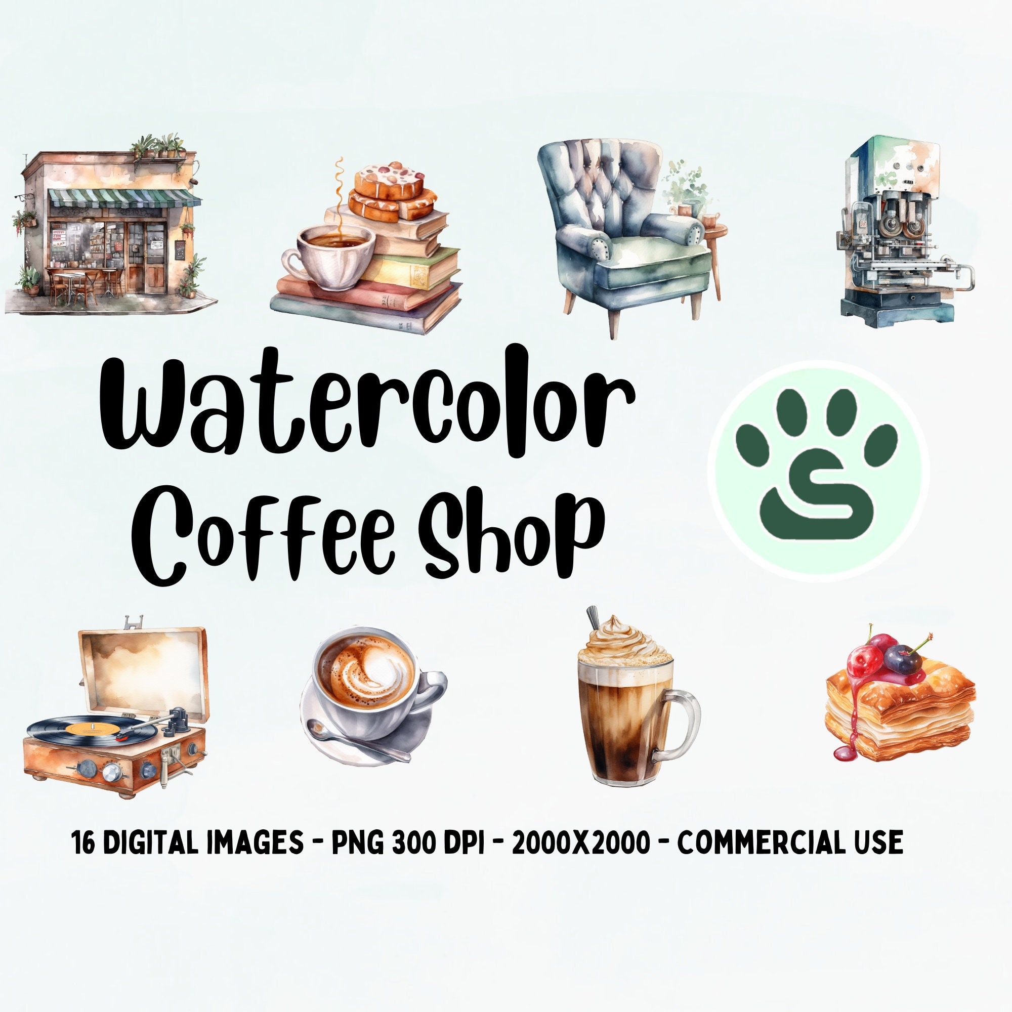 Coffee Shop Clipart Watercolor Coffee Cup Clipart Espresso - Etsy
