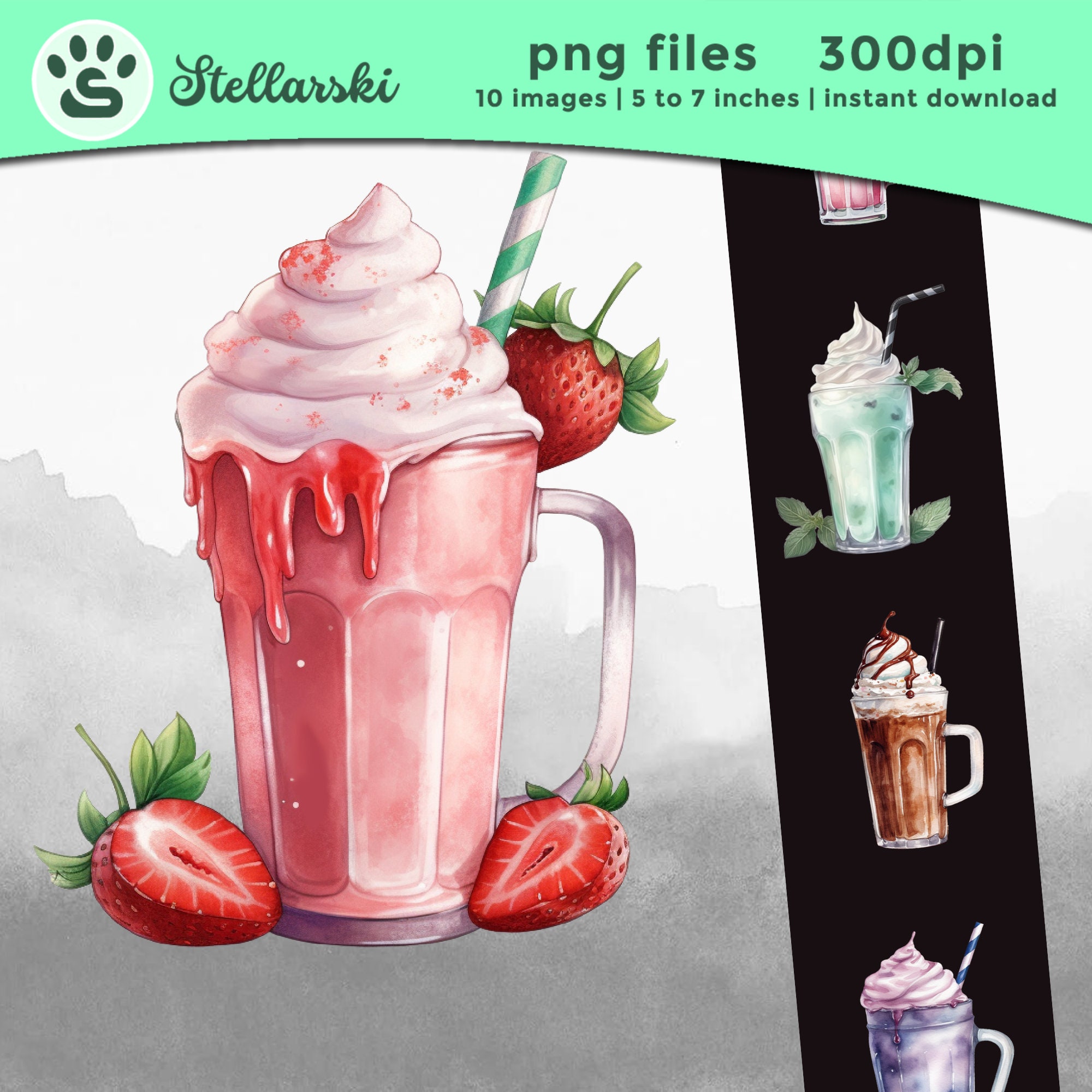 Milkshake Clipart Watercolor Ice Cream Images Summer Drinks Dessert PNG ...