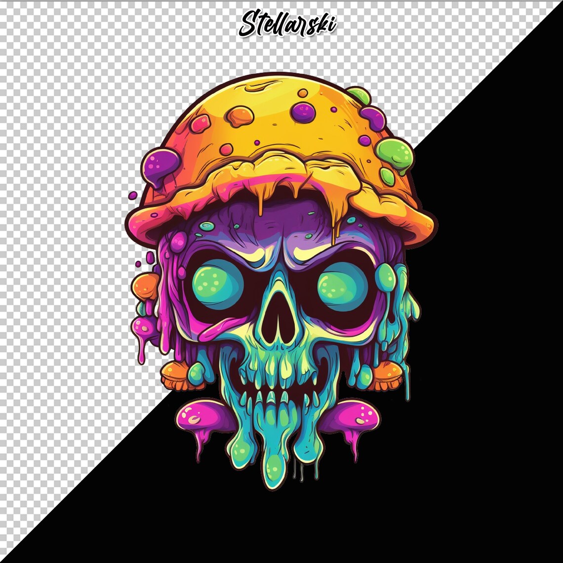 Trippy Skull Clipart, Trippy Mushroom Clipart, Psychedelic PNG, Full ...