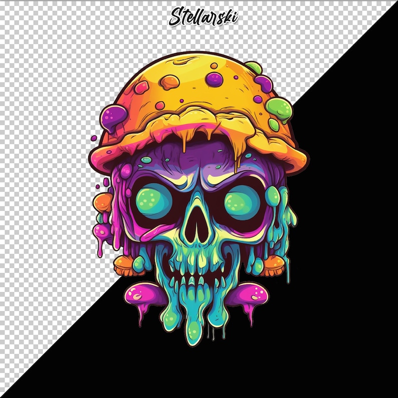 Trippy Skull Clipart, Trippy Mushroom Clipart, Psychedelic PNG, Full ...