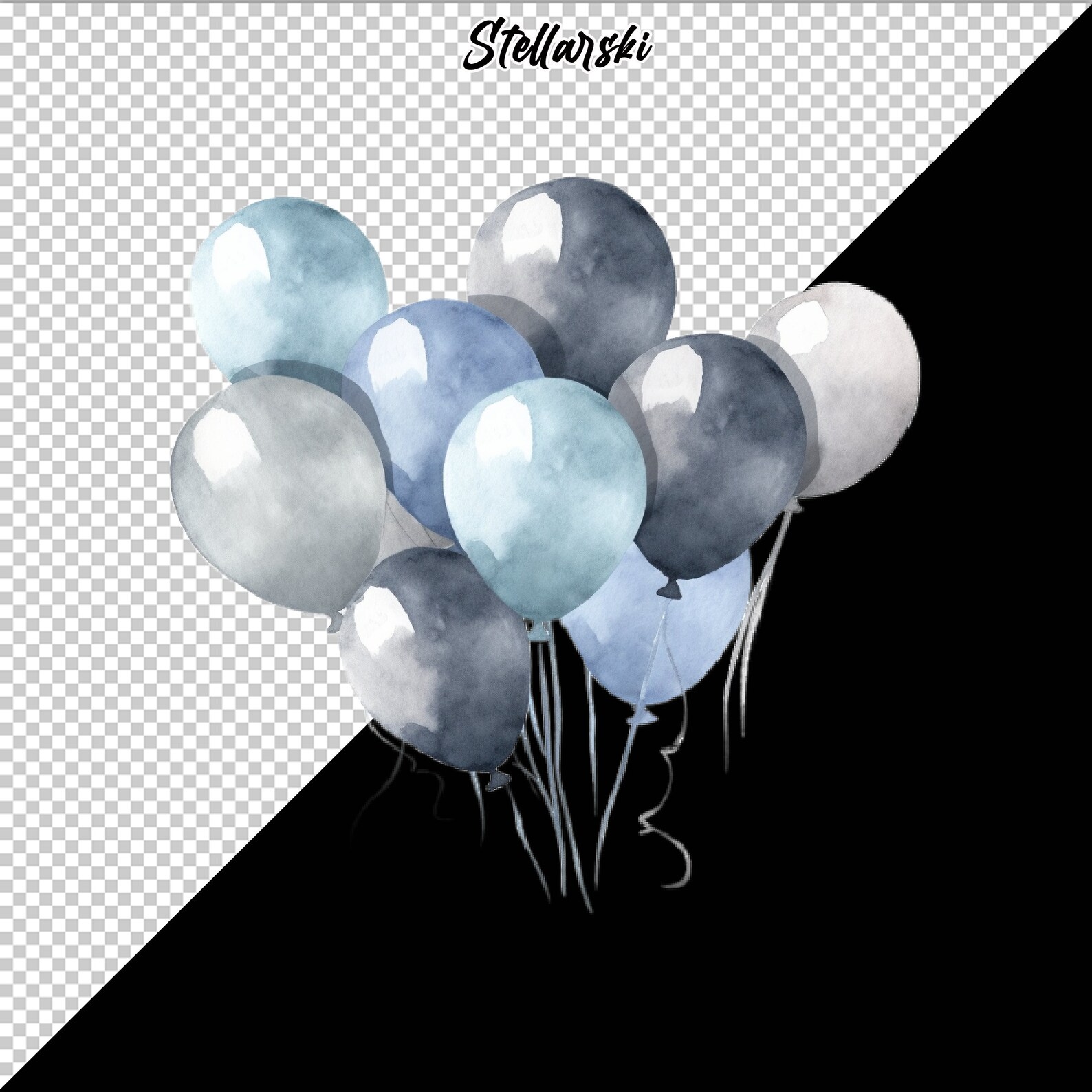 Birthday Clipart, Party Clipart, Happy Birthday, Blue Balloons Clipart ...