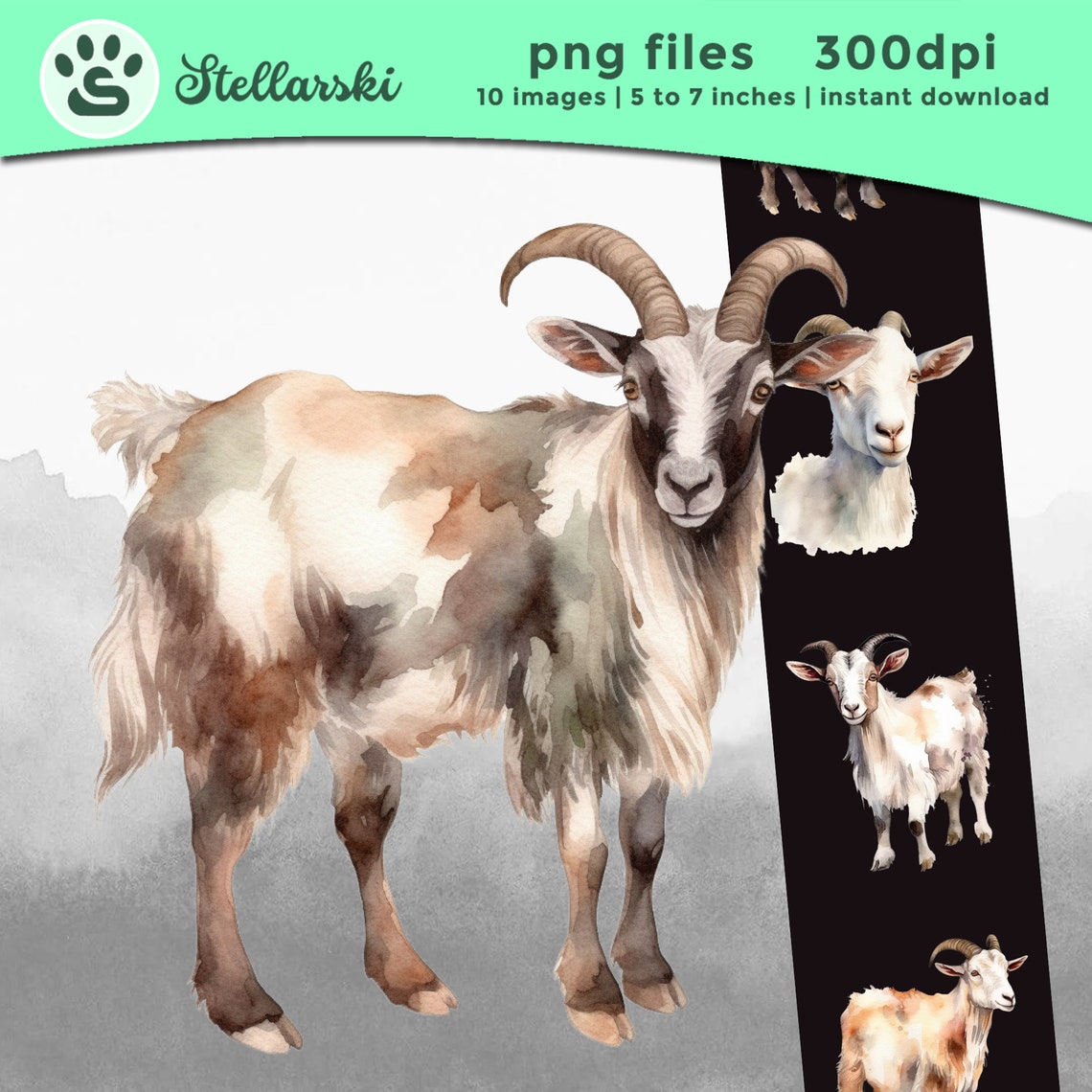 Watercolor Goat Clipart Farm Animals PNG Farm Animals Watercolor Goat ...