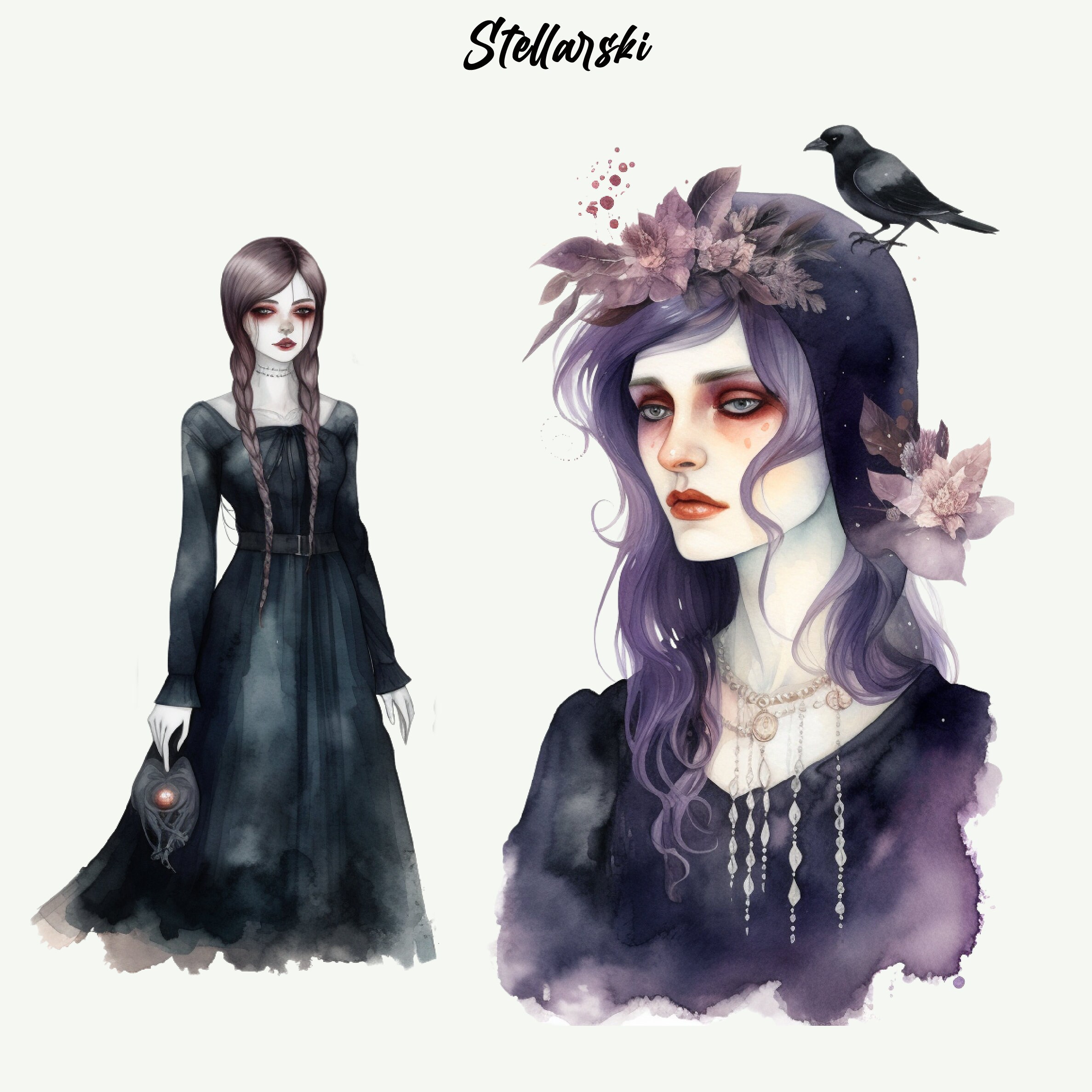 19 Dark Gothic Princess Clipart PNG Full Commercial Use - Etsy