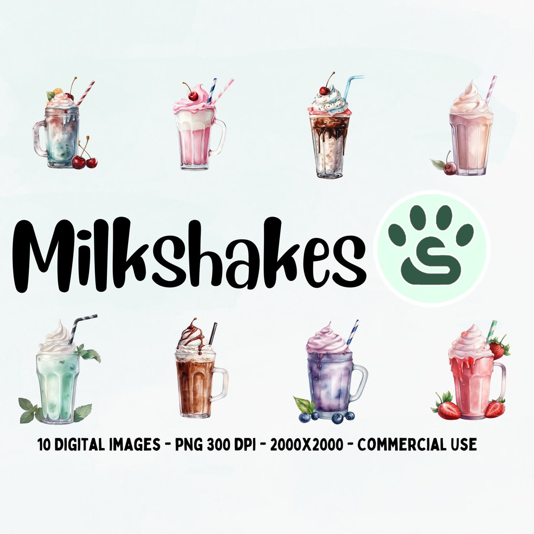 Milkshake Clipart | Watercolor Ice Cream Images | Summer Drinks ...