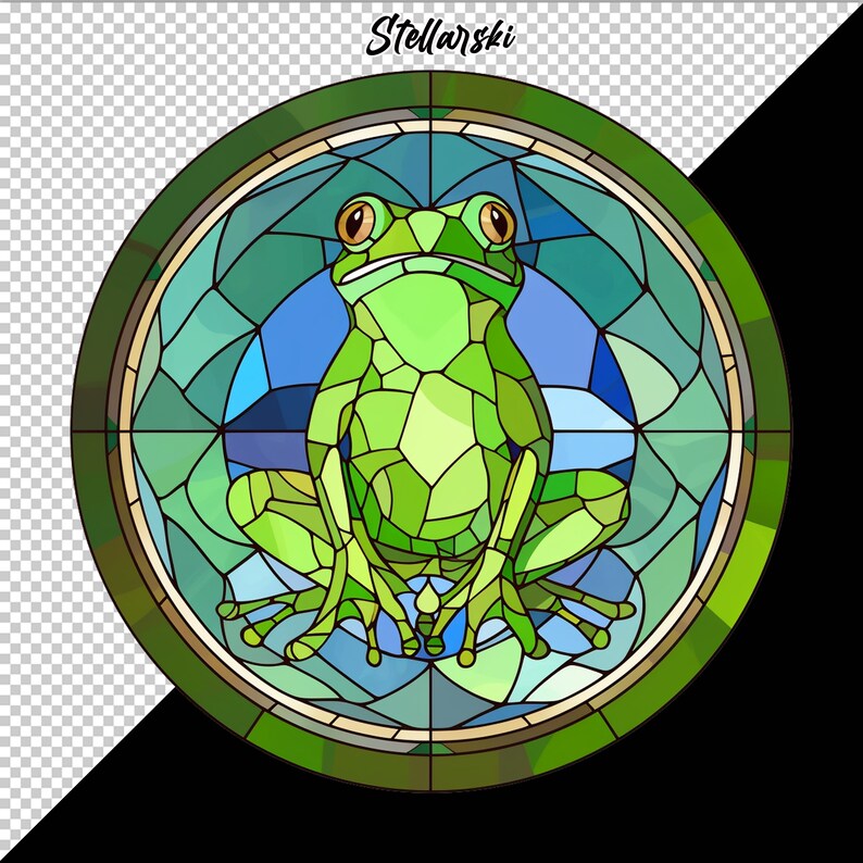 Frog Clipart - 9 High Quality Pngs - Stained Glass Clipart - Stained Glass Frog PNG - Toad Art ...