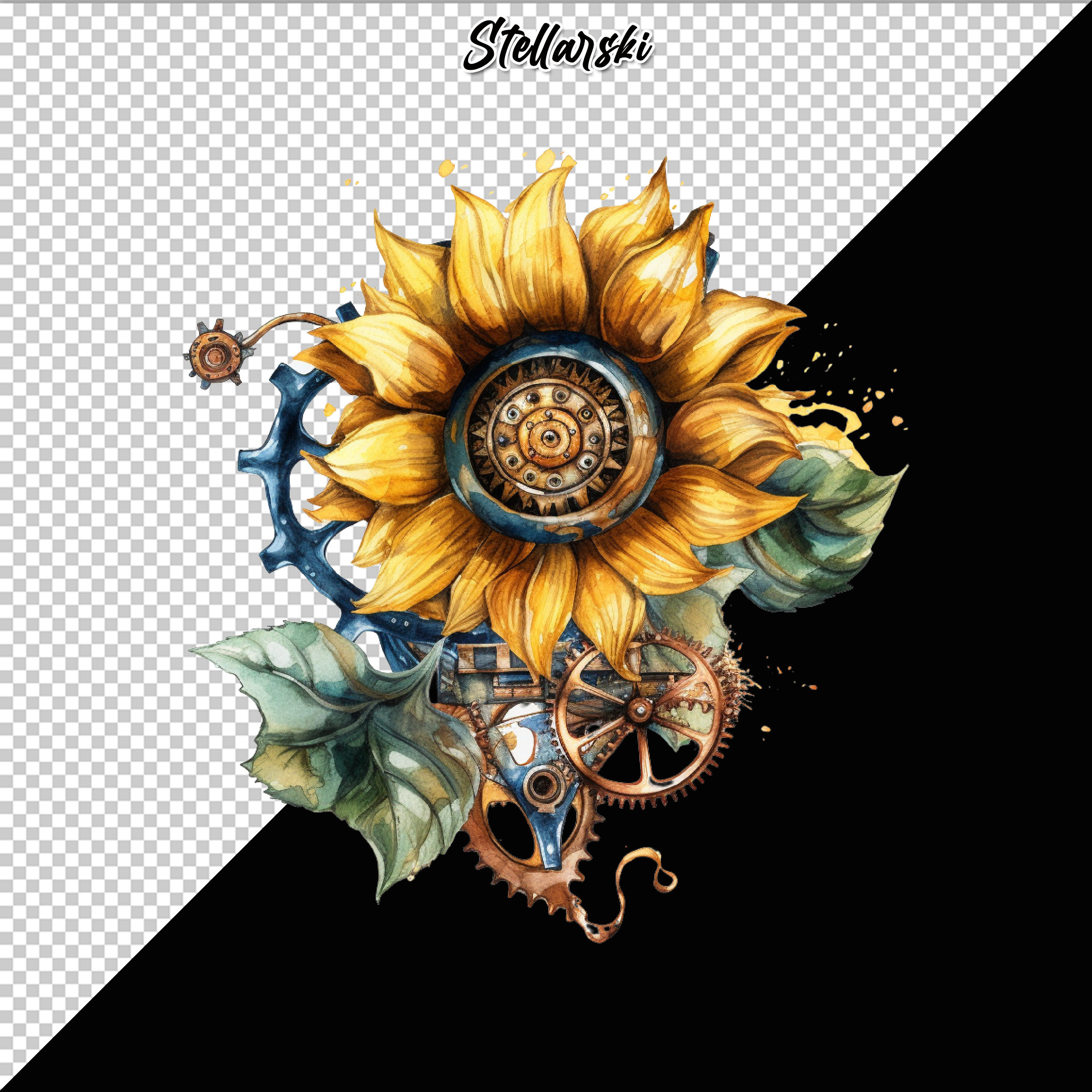 11 PNG Watercolor Steampunk Flowers Clipart, Steampunk Design, Fantasy ...