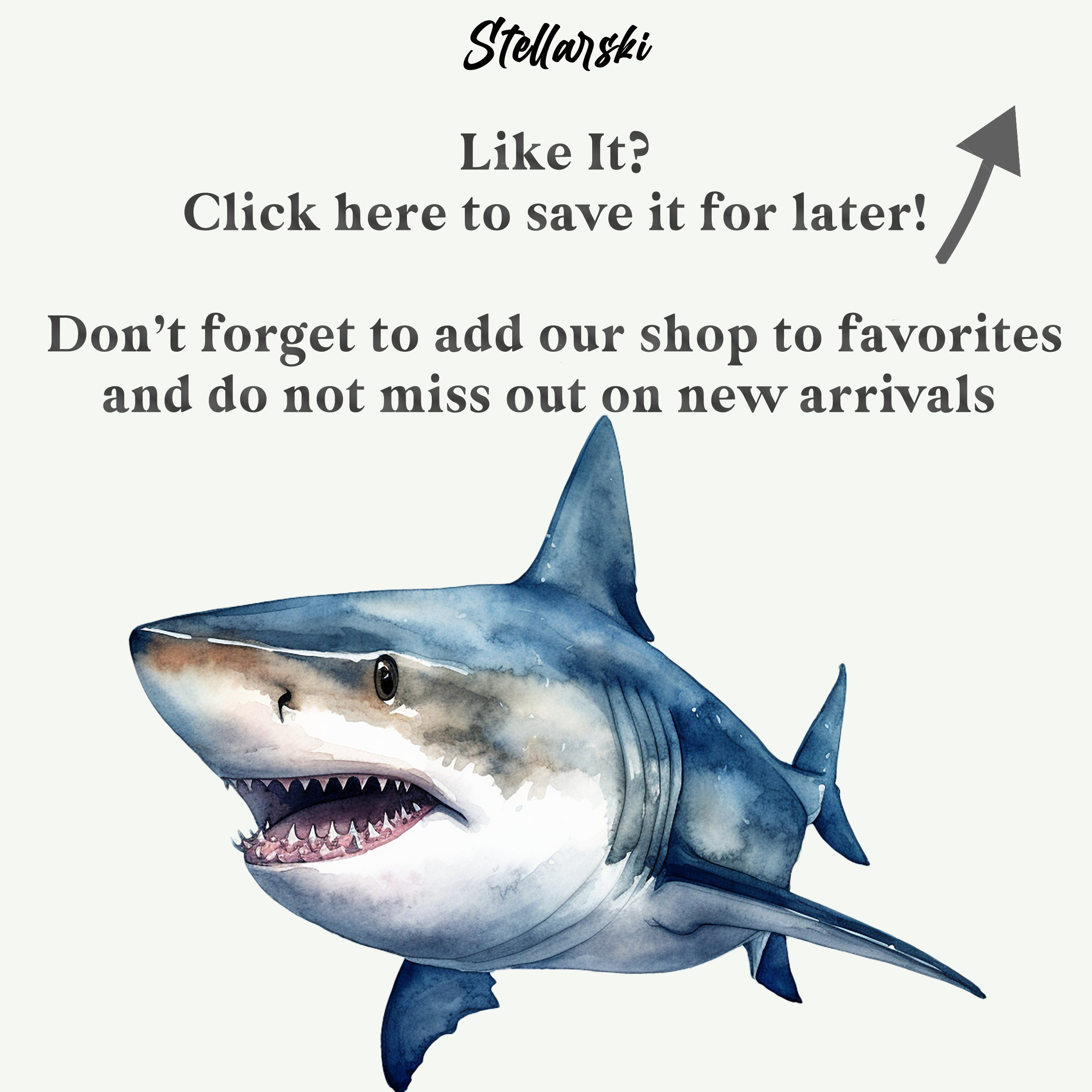 Watercolor Shark Clipart | Ocean Animals PNG | Sea Life Images | Great ...