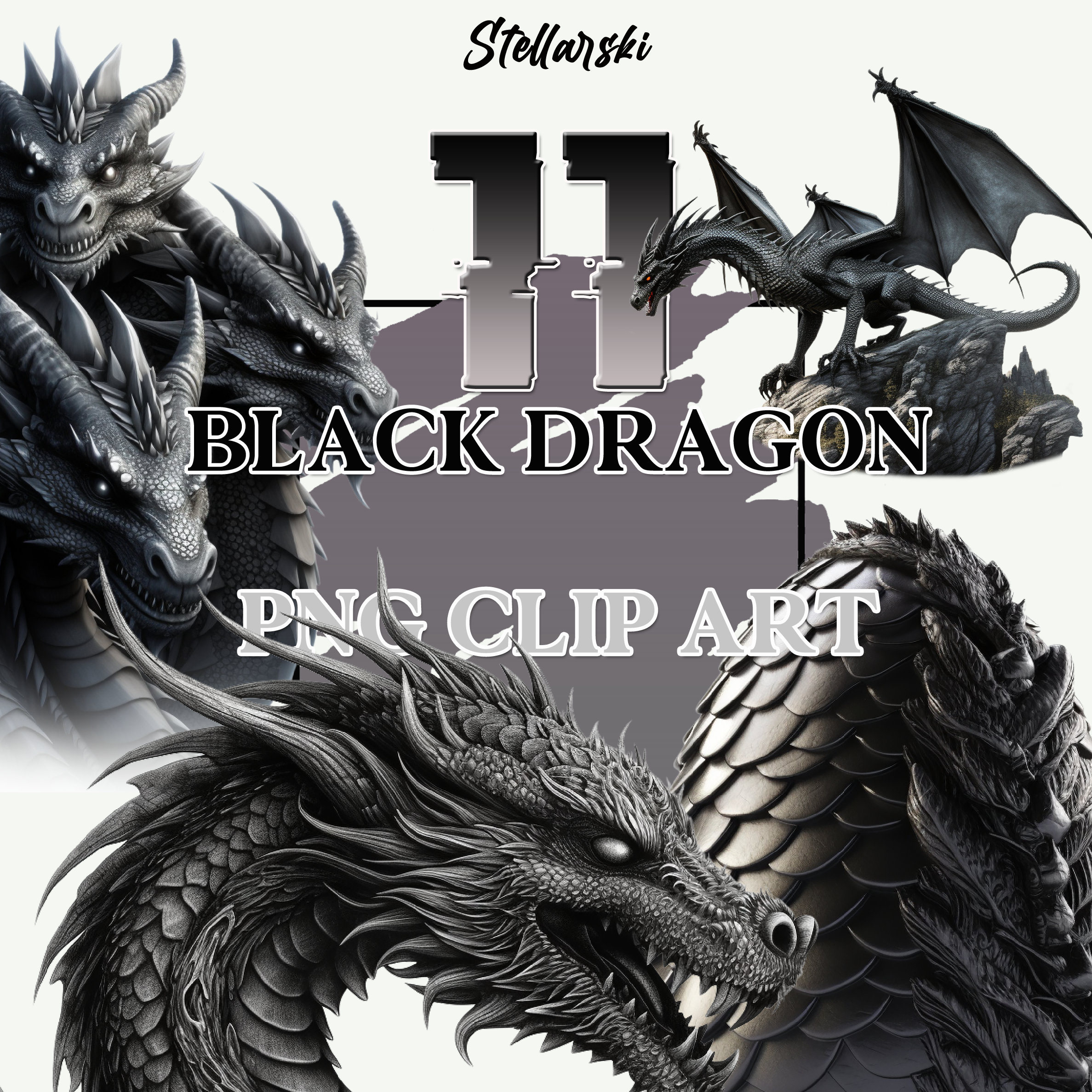 11 Fantasy Black Dragon Clipart, PNG, Full Commercial Use, Gothic Baby ...