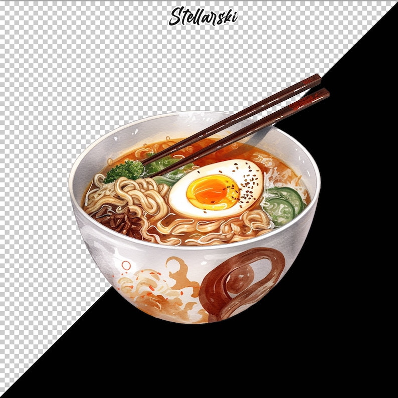 Watercolor Ramen Bowl Clipart | Ramen PNG | Soup Graphic PNG | Kawaii ...