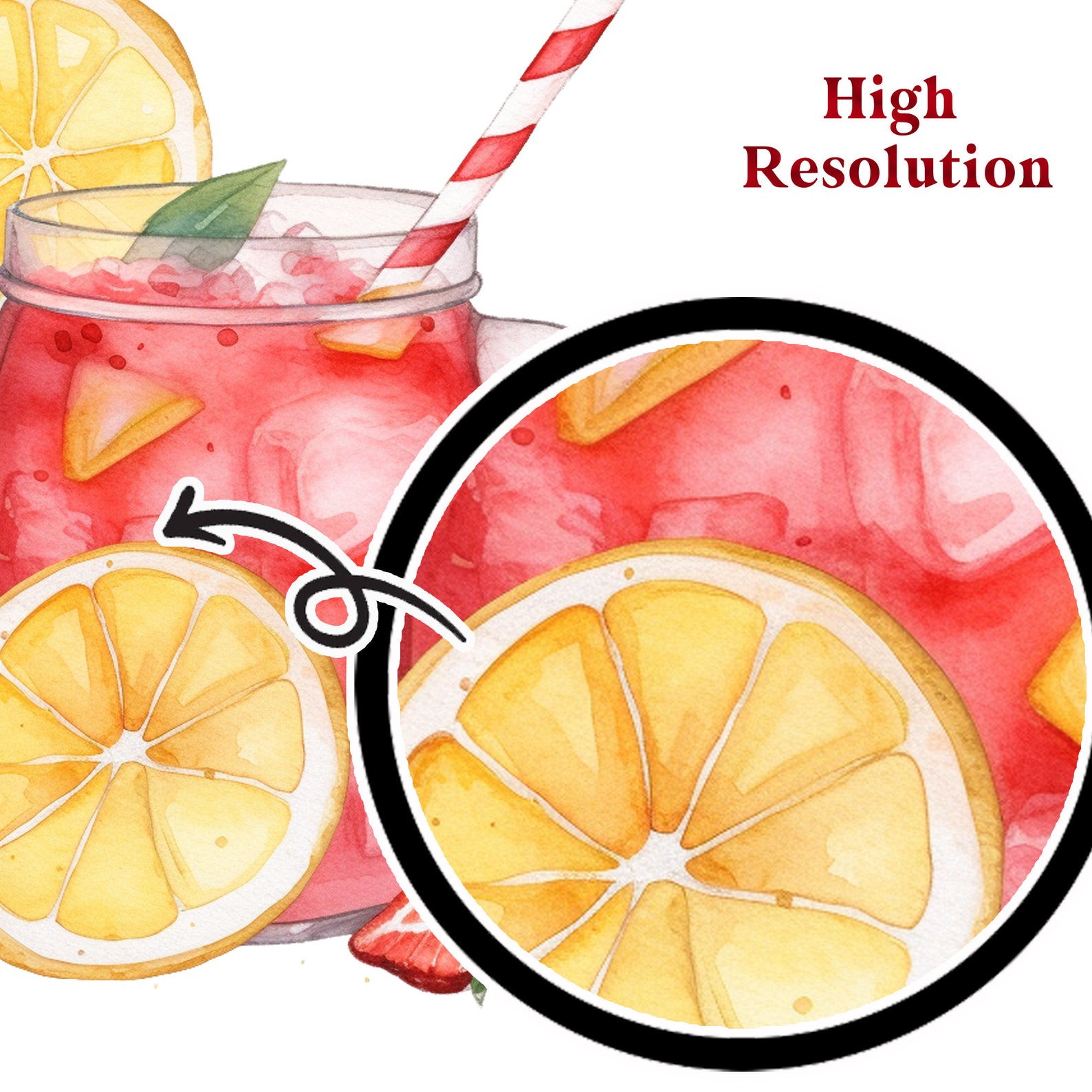 Watercolor Strawberry Lemonade Clipart | Pink Lemonade PNG Bundle ...