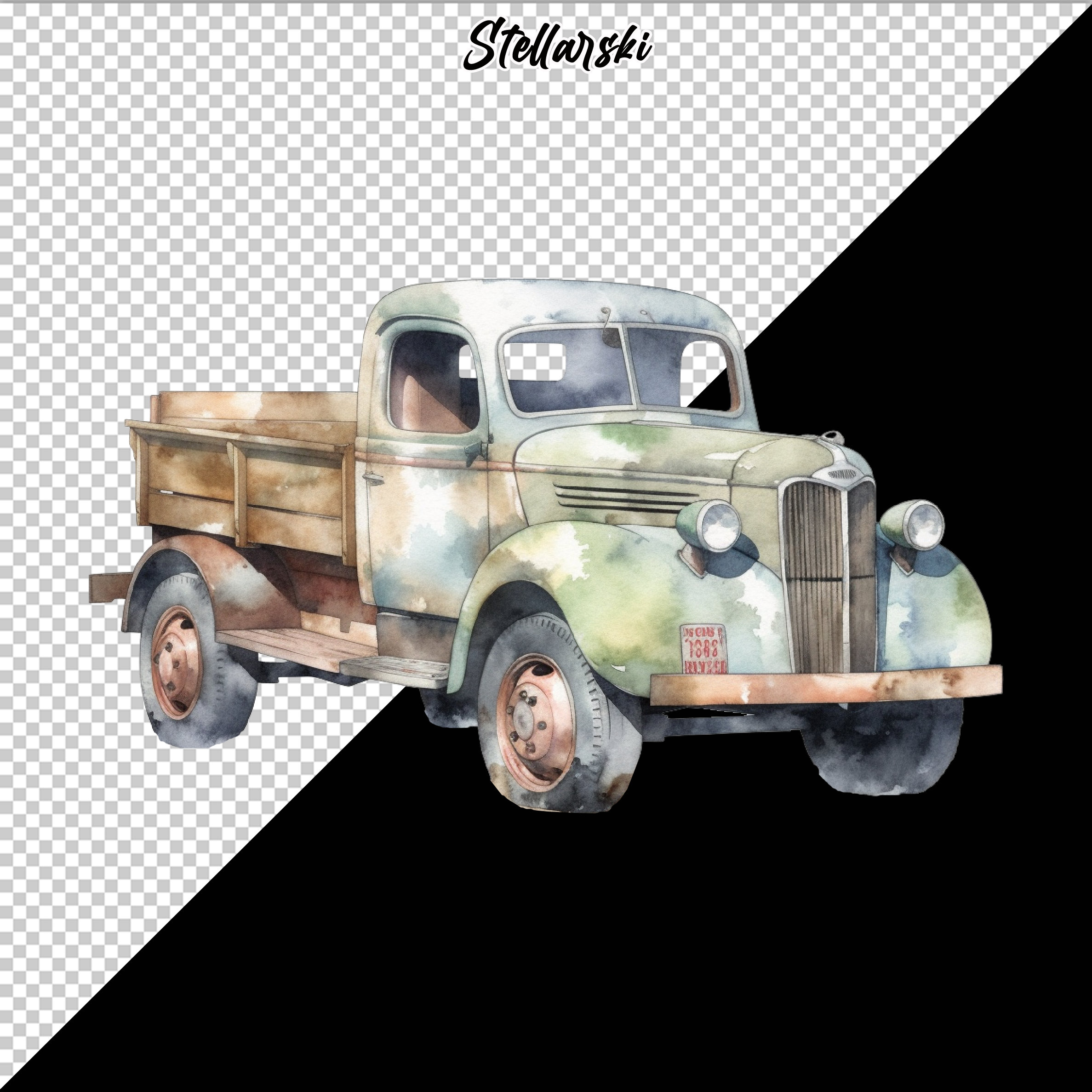 Vintage Farm Truck Clipart, Old Farm Truck PNG, Rustic Truck Prints ...