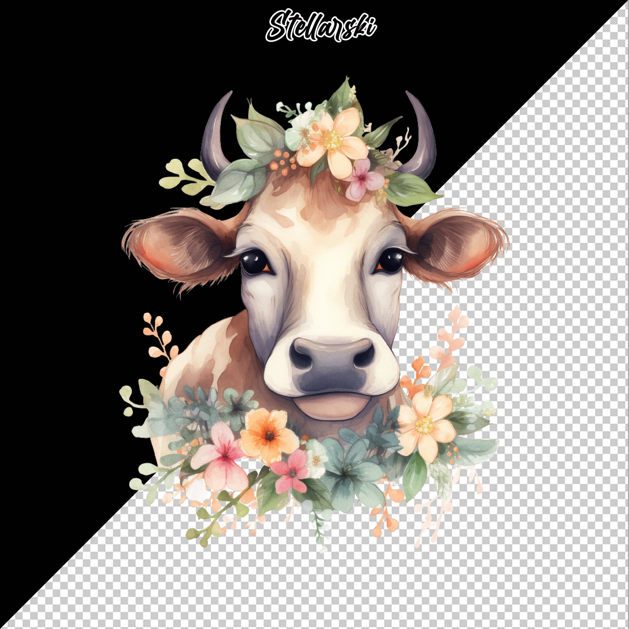 Watercolor Cottagecore Cows Clipart Bundle, Fantasy Clip Art, Cow Clip ...