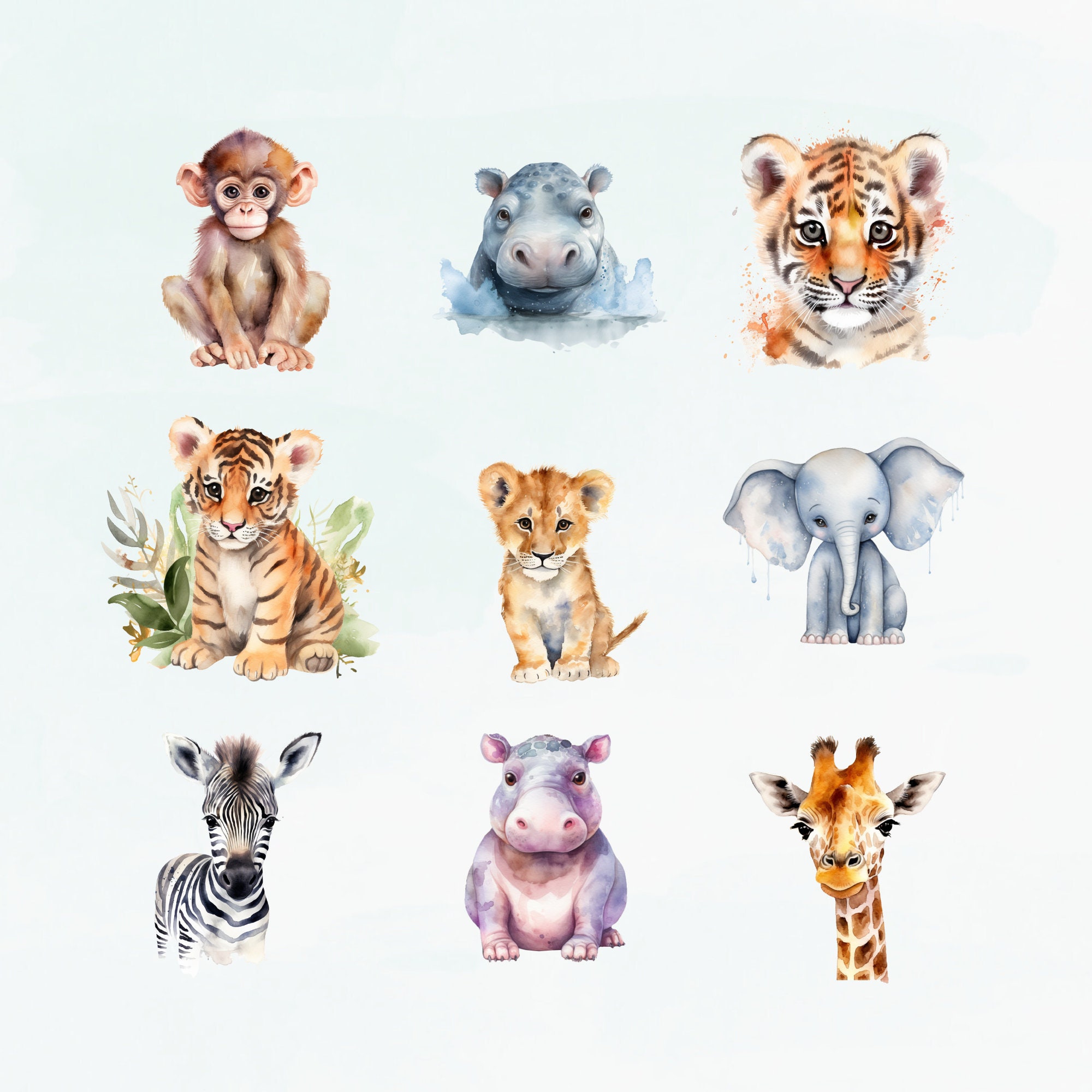Safari Nursery Clipart, Safari Baby Animal Clipart, Nursery Wall Art ...