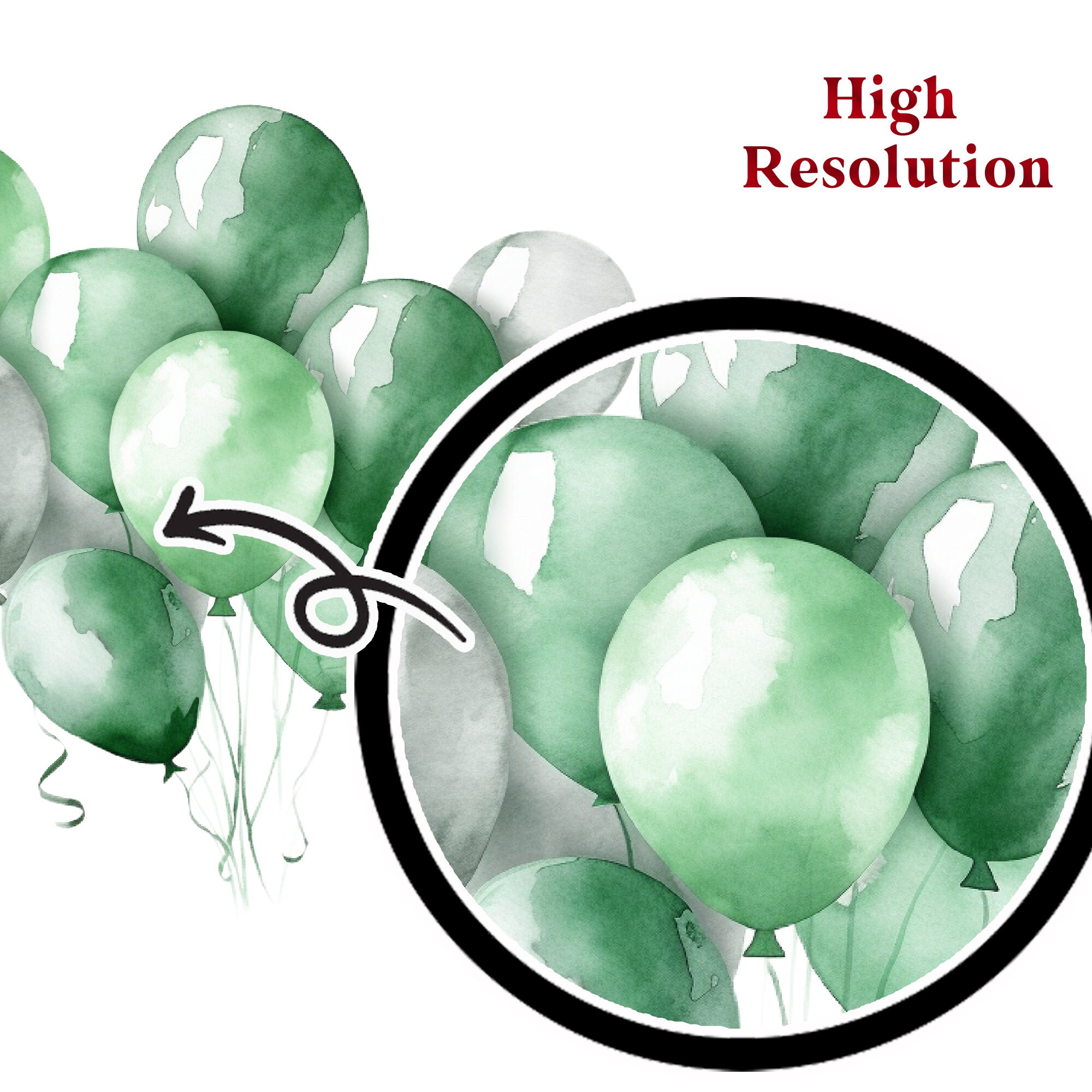 Watercolor Balloons Clipart Png, Green Balloon Clipart, Birthday ...