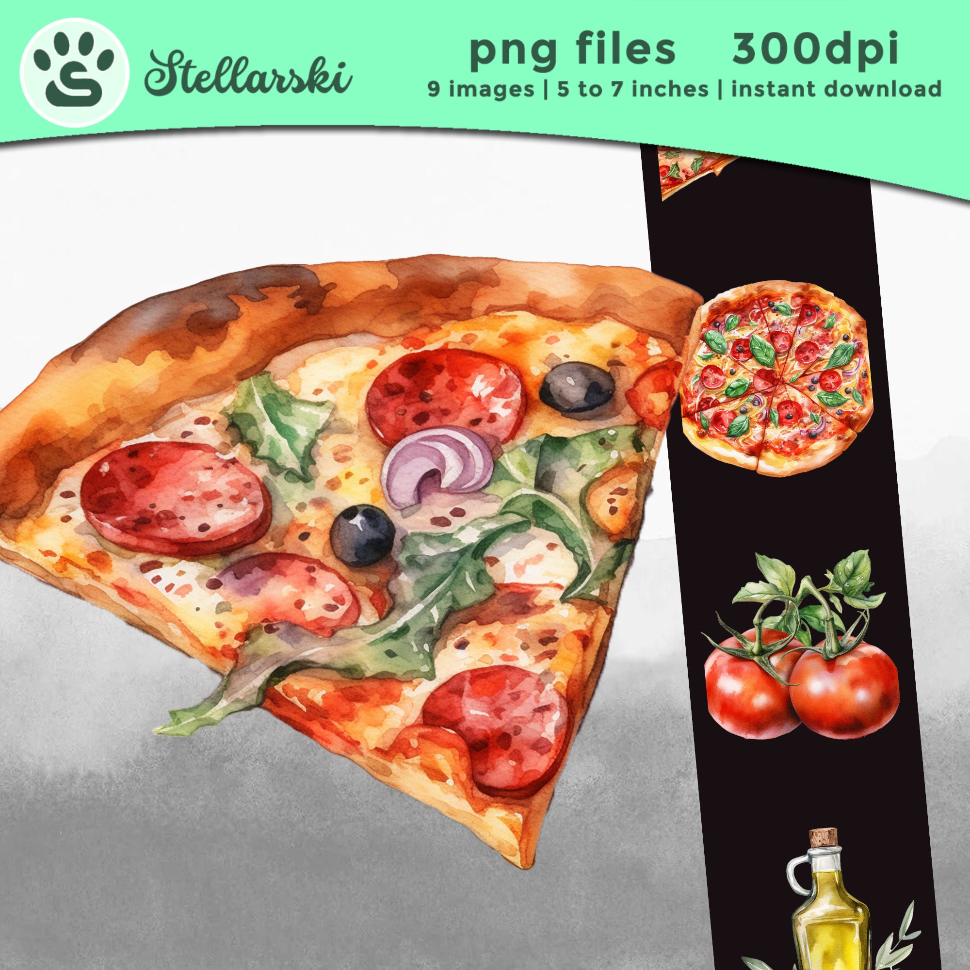 Watercolor Pizza Clipart | Fast Food PNG | Cheese Pizza PNG | Food ...