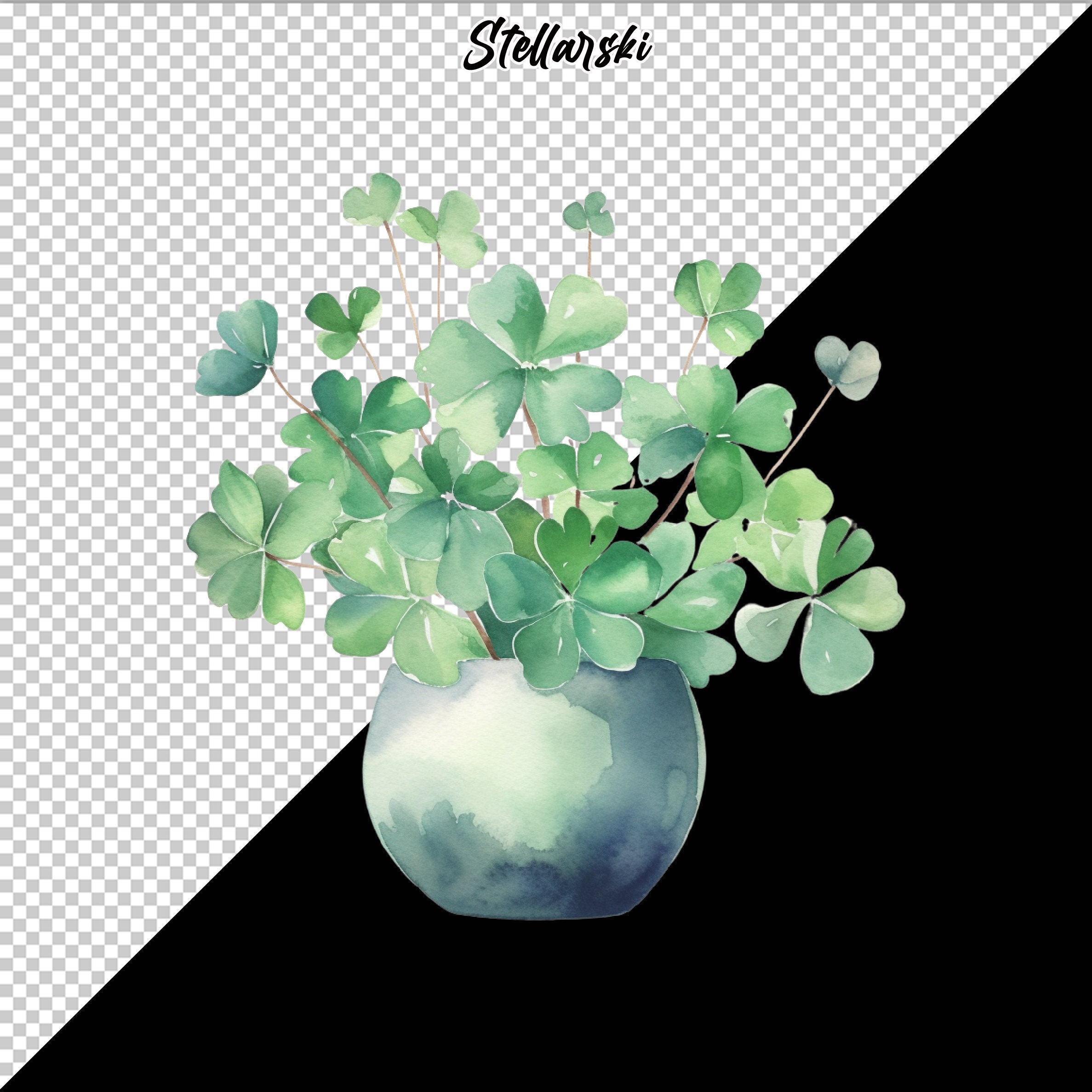 Watercolor Clover Clipart Bundle, Floral Shamrock, Spring Clipart ...