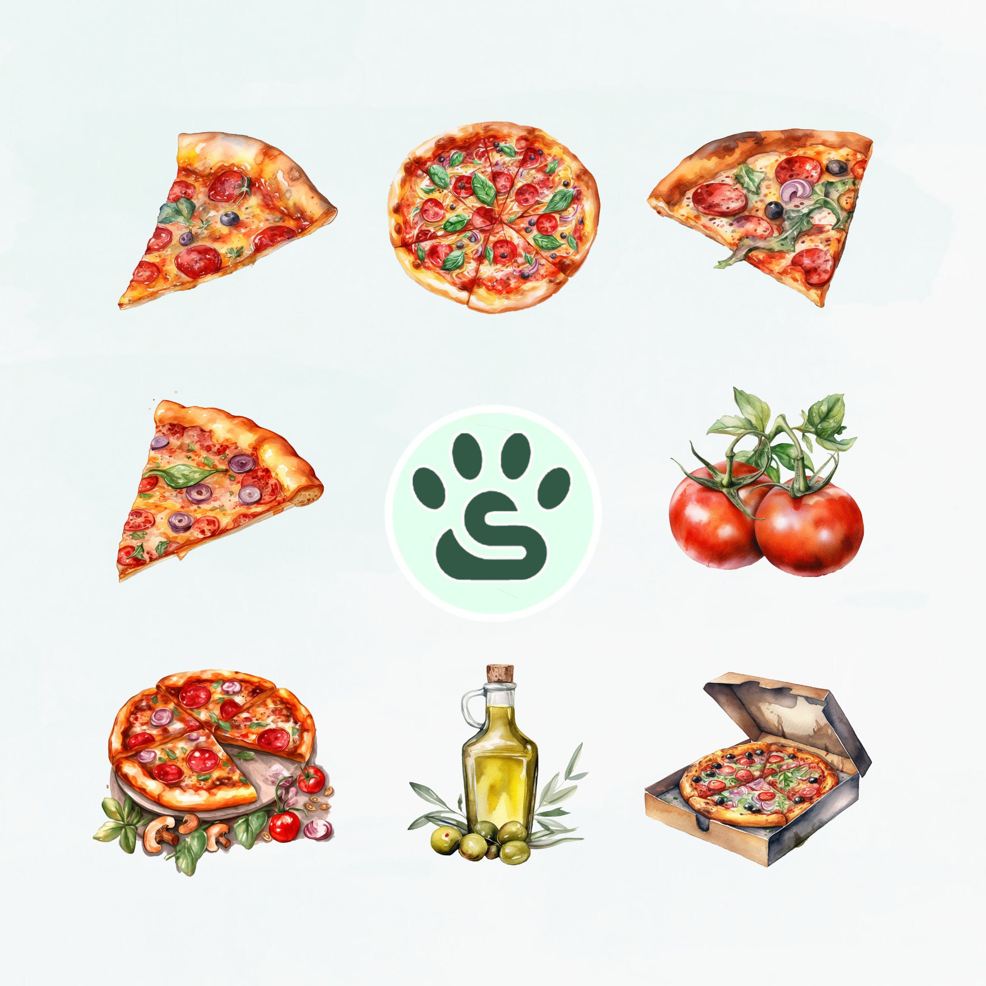 Watercolor Pizza Clipart | Fast Food PNG | Cheese Pizza PNG | Food ...