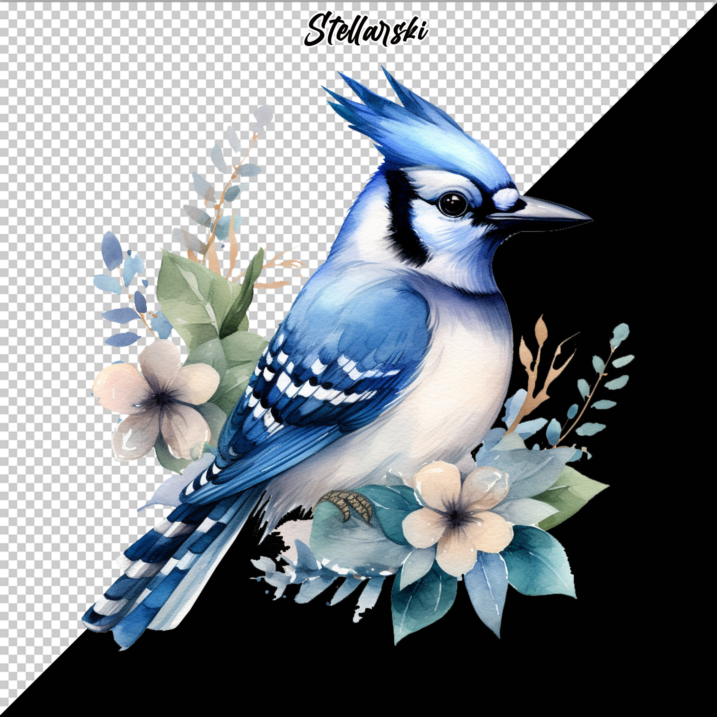 Blue Jay PNG | Watercolor Bird Clipart | Cute Colorful Bird PNG ...