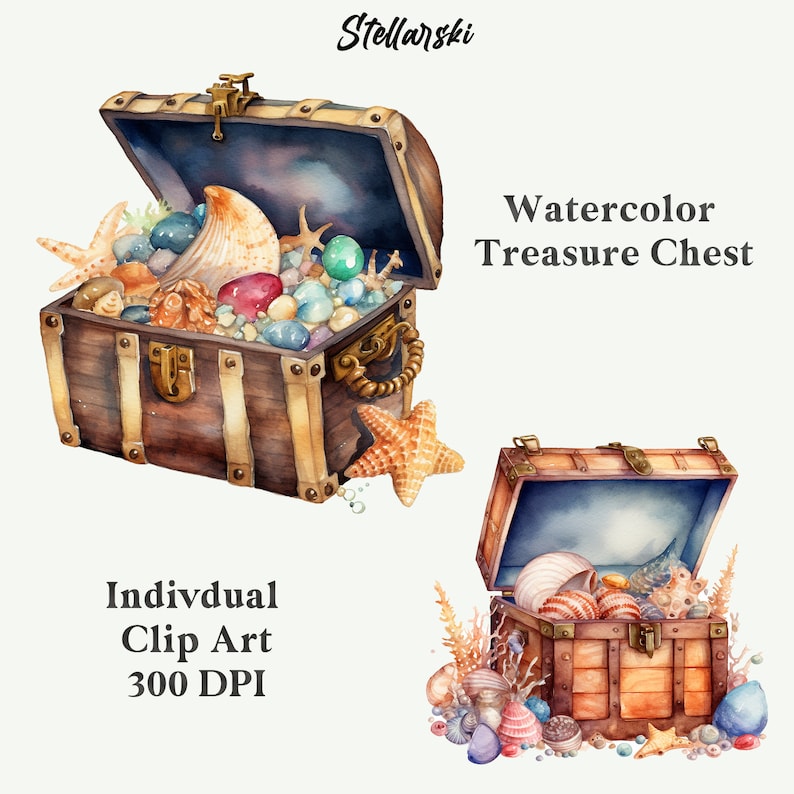 Treasure Chest PNG Pirate Treasure Chest Clipart Watercolor Sea ...