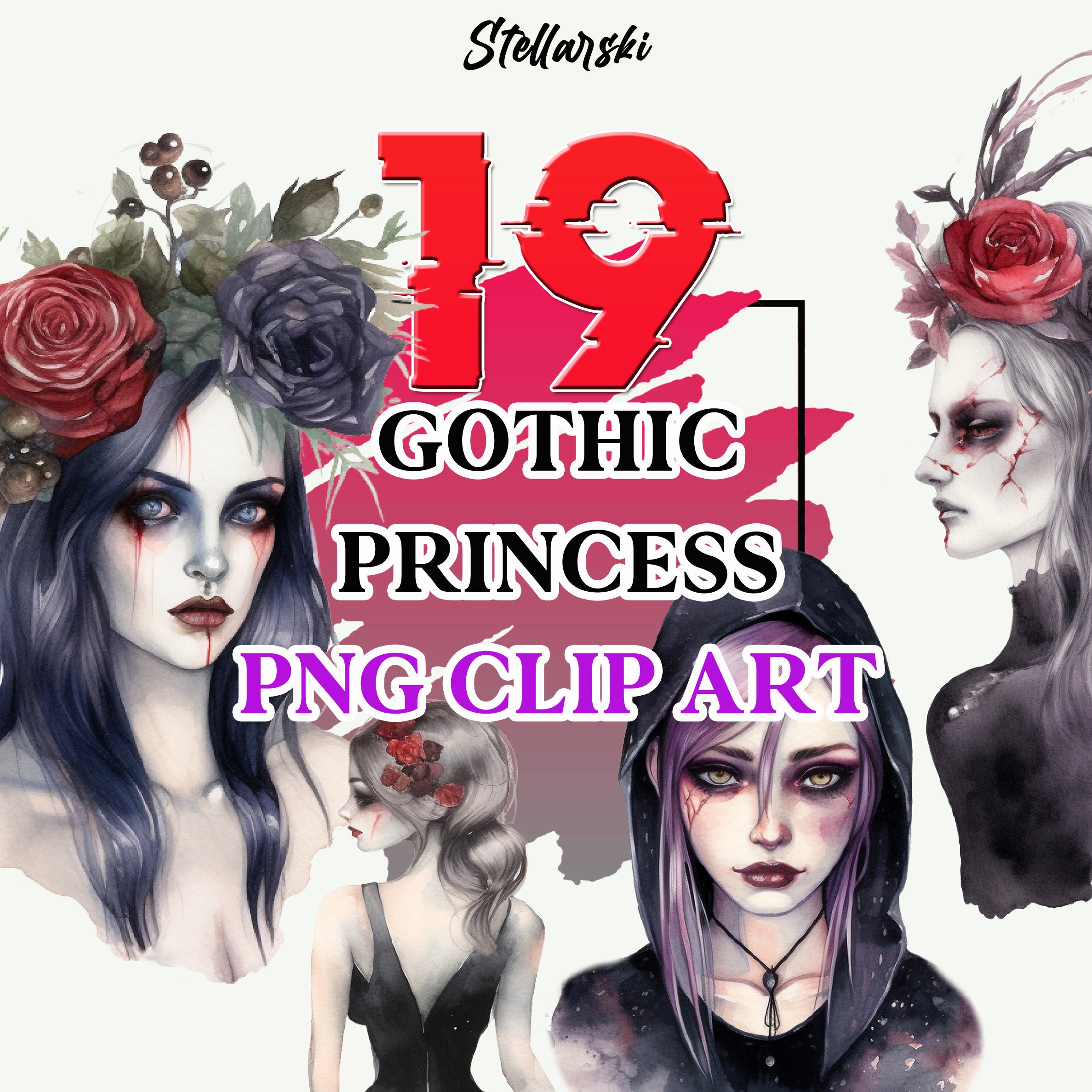 19 Dark Gothic Princess Clipart PNG Full Commercial Use - Etsy