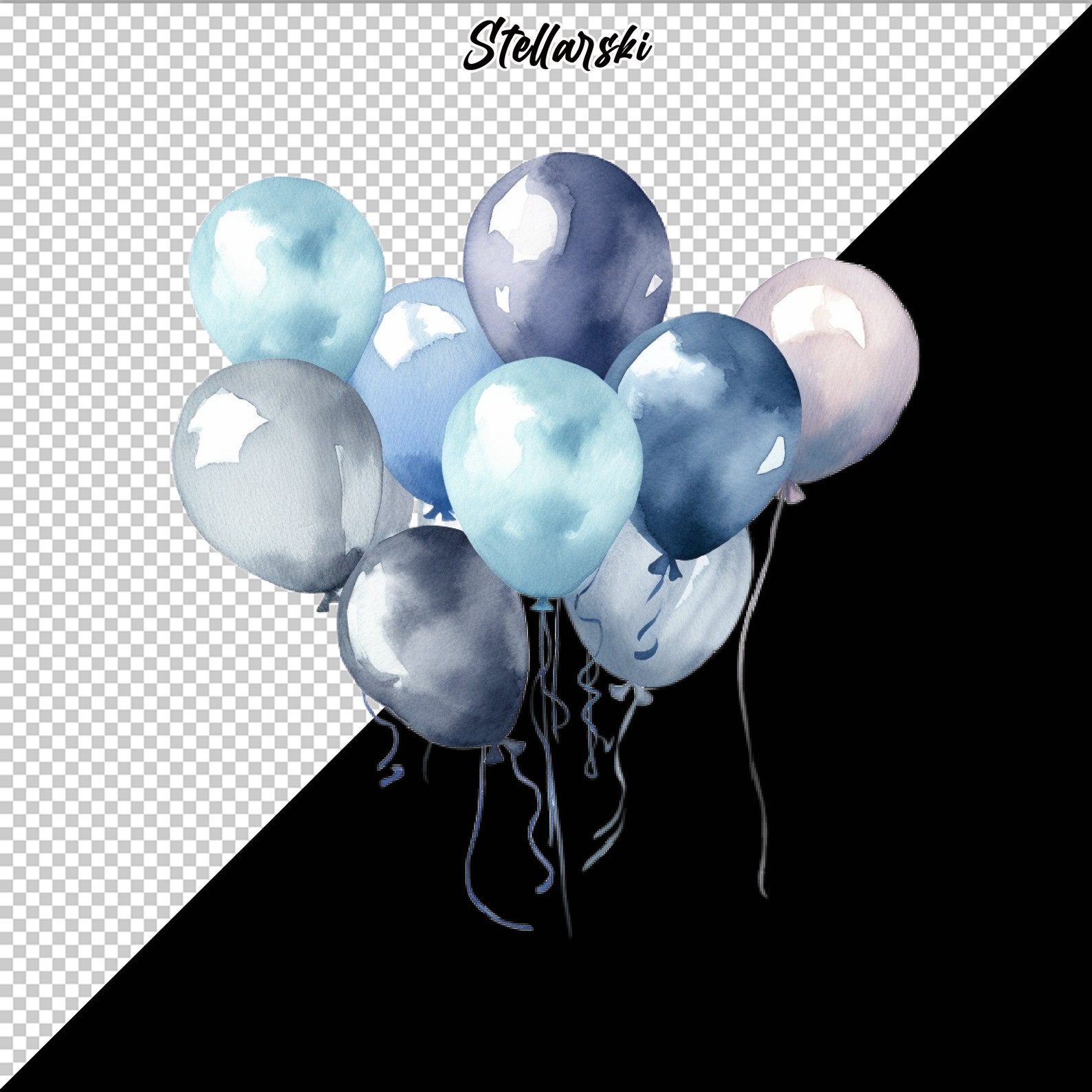 Birthday Clipart, Party Clipart, Happy Birthday, Blue Balloons Clipart ...