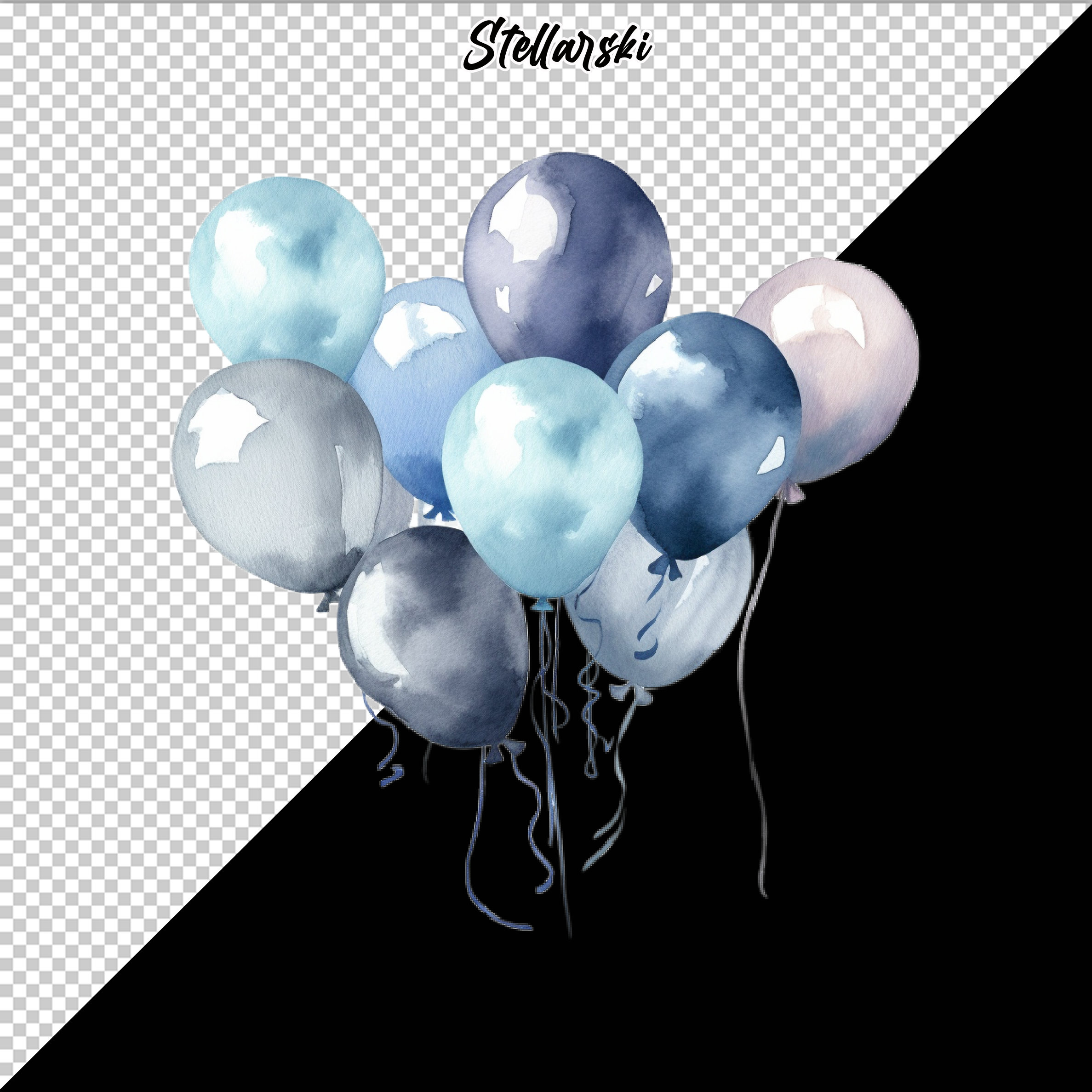 Birthday Clipart, Party Clipart, Happy Birthday, Blue Balloons Clipart ...