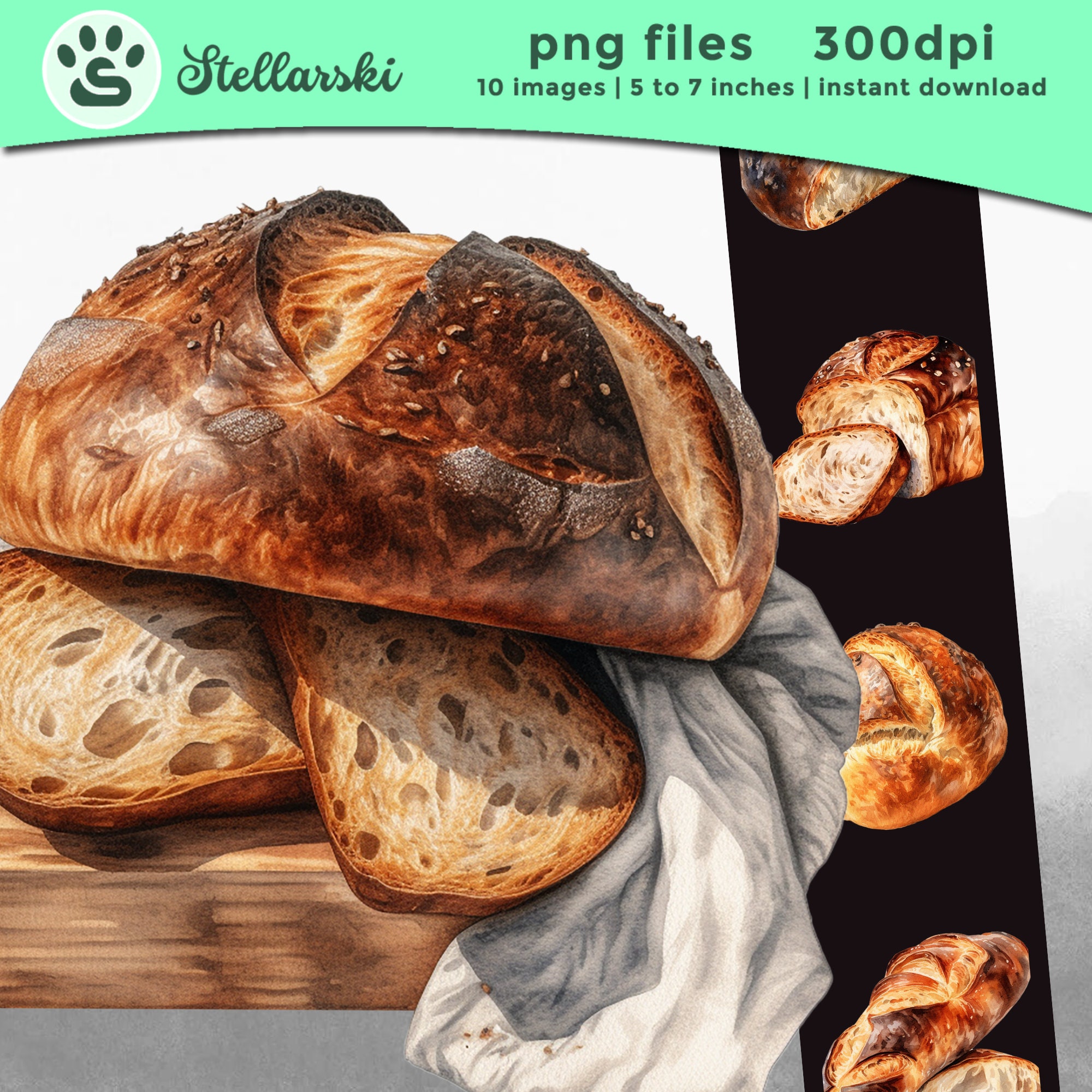 Watercolor Bread Clipart | Bakery Clipart | Bread Basket | French ...
