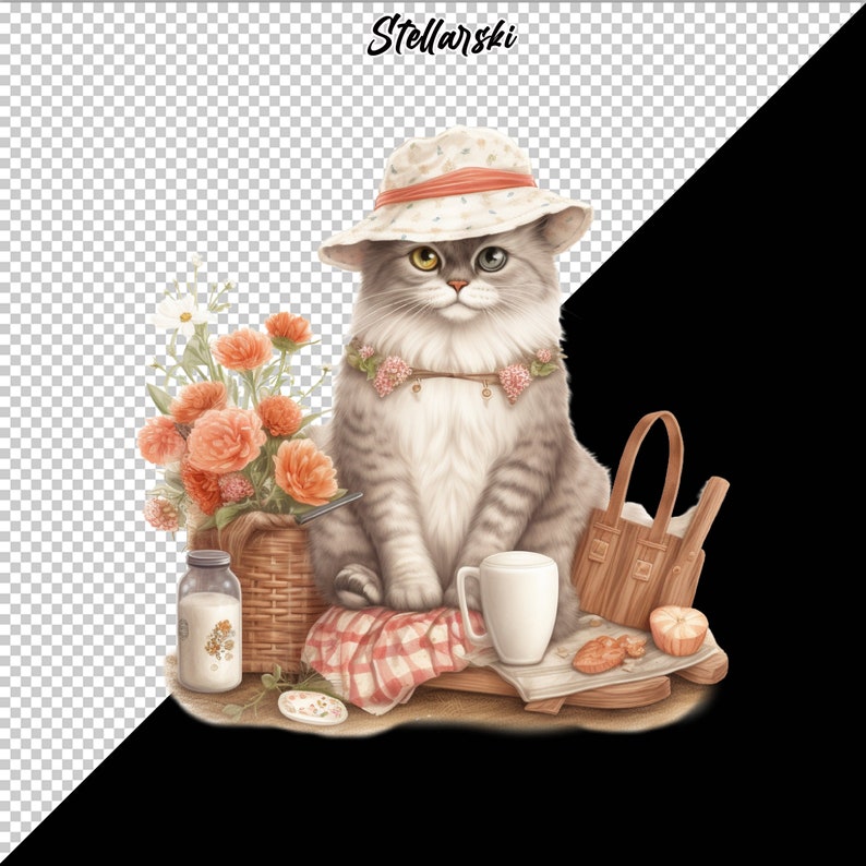 Watercolor Cottagecore Cats Clipart Bundle, Fantasy Clip Art, Cats Clip ...