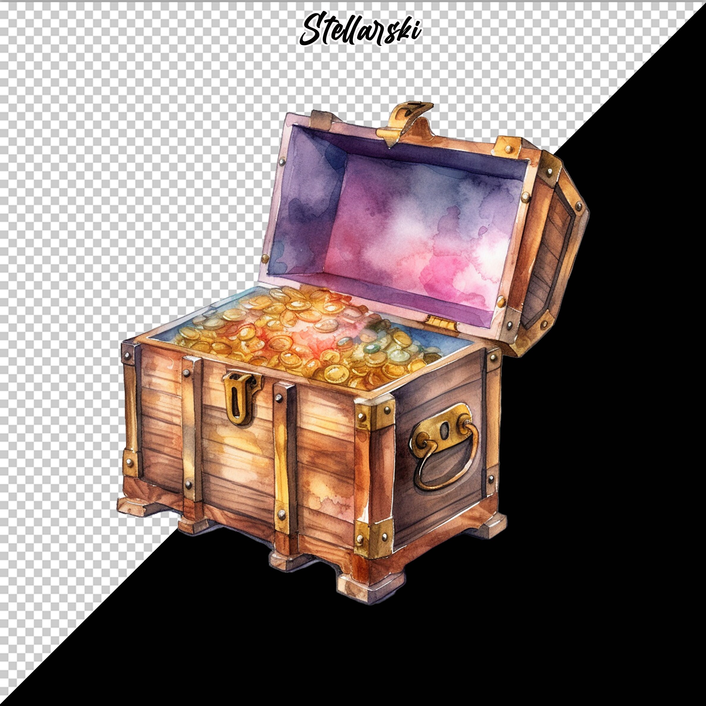 Treasure Chest PNG | Pirate Treasure Chest Clipart | Watercolor Sea ...