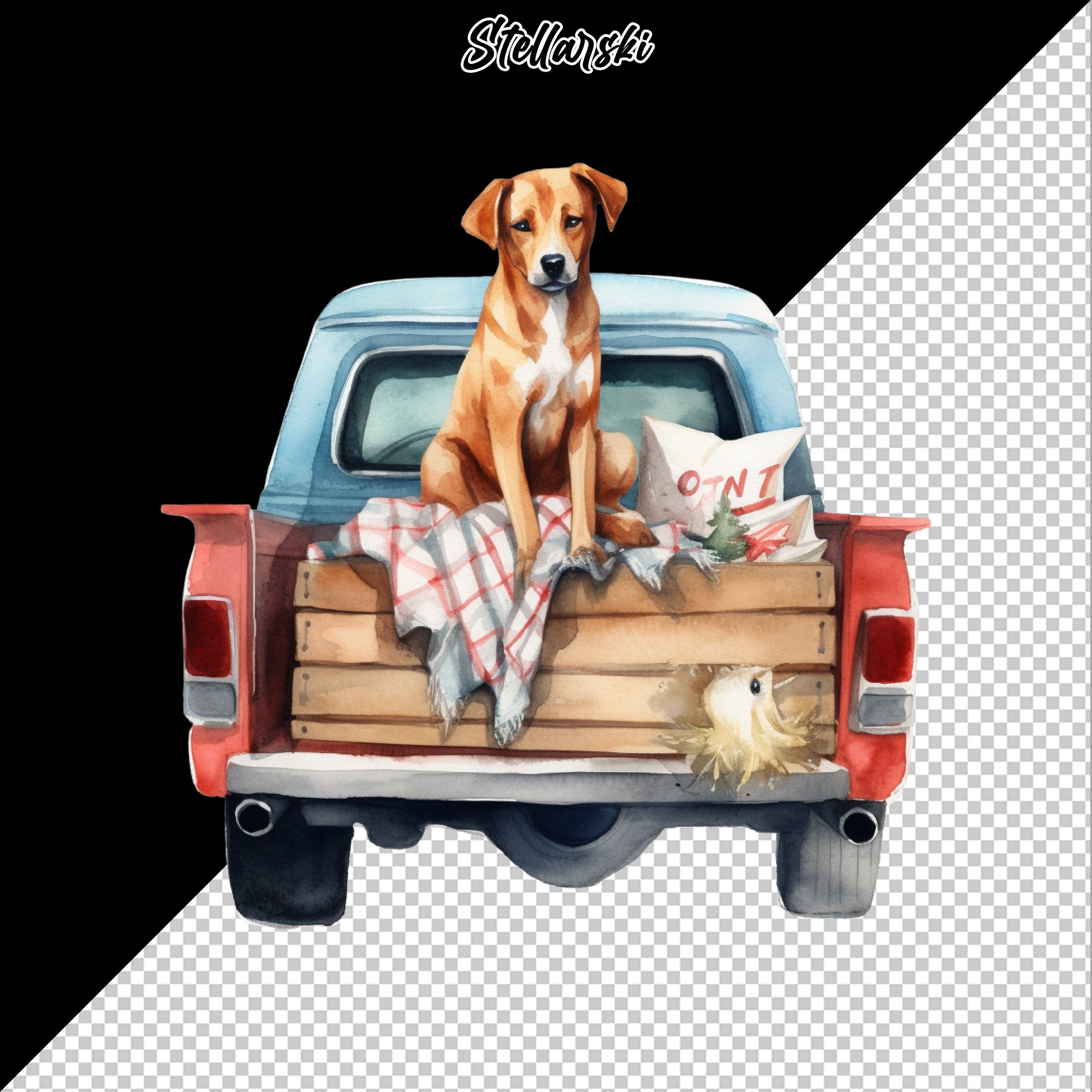 Dogs in Trucks PNG, Dogs in Cars Clipart, Vintage Farm Truck, Old Truck ...