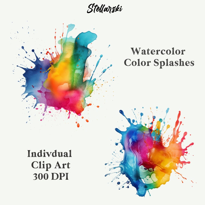 10 Color Splash Clipart | Colorful Design PNG | Cute Colorful Graphic ...