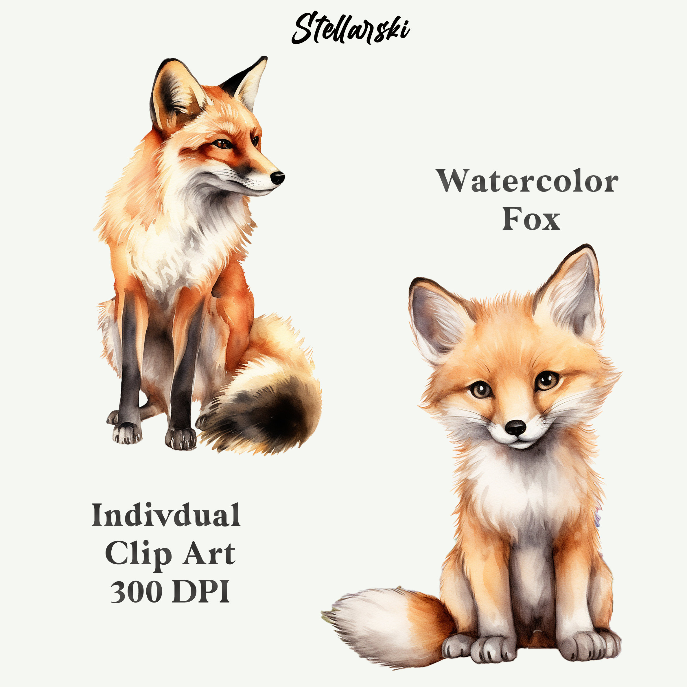 Watercolor Fox Clipart Cute Baby Fox PNG Nursery Decor - Etsy