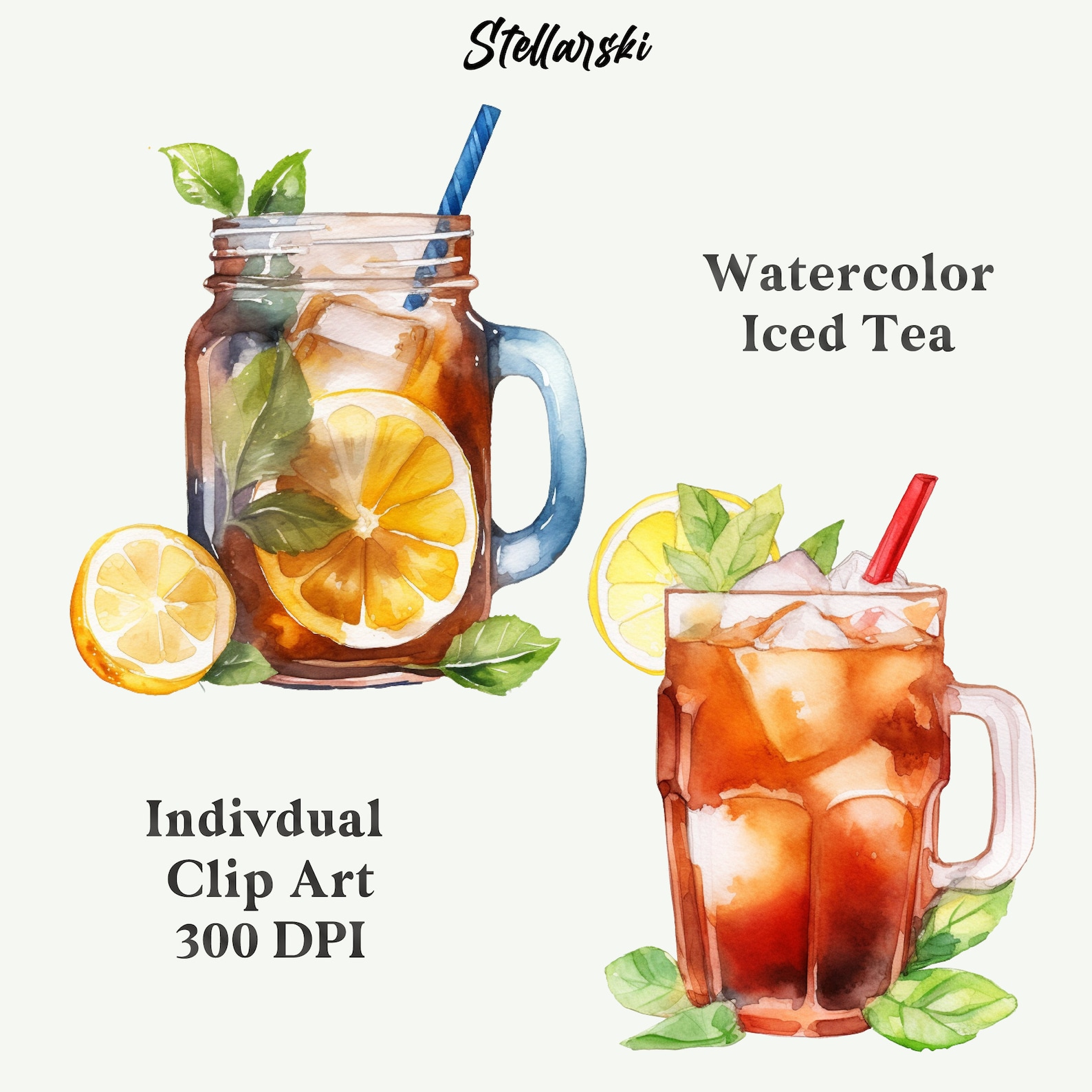 Iced Tea Clipart - Summer Drinks Clipart - Drink Clipart Bundle - Full ...