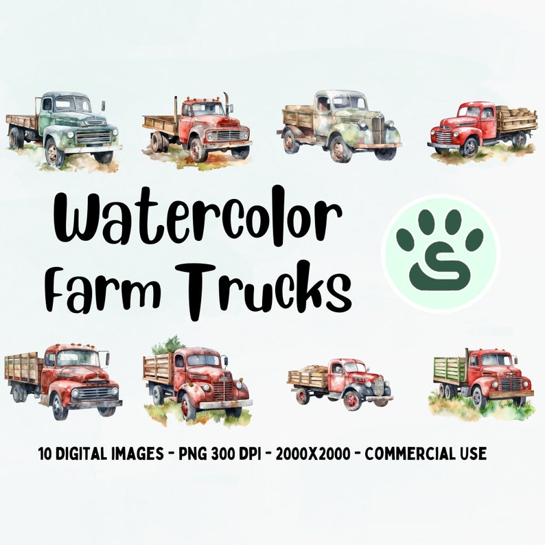 Vintage Farm Truck Clipart, Old Farm Truck PNG, Rustic Truck Prints ...