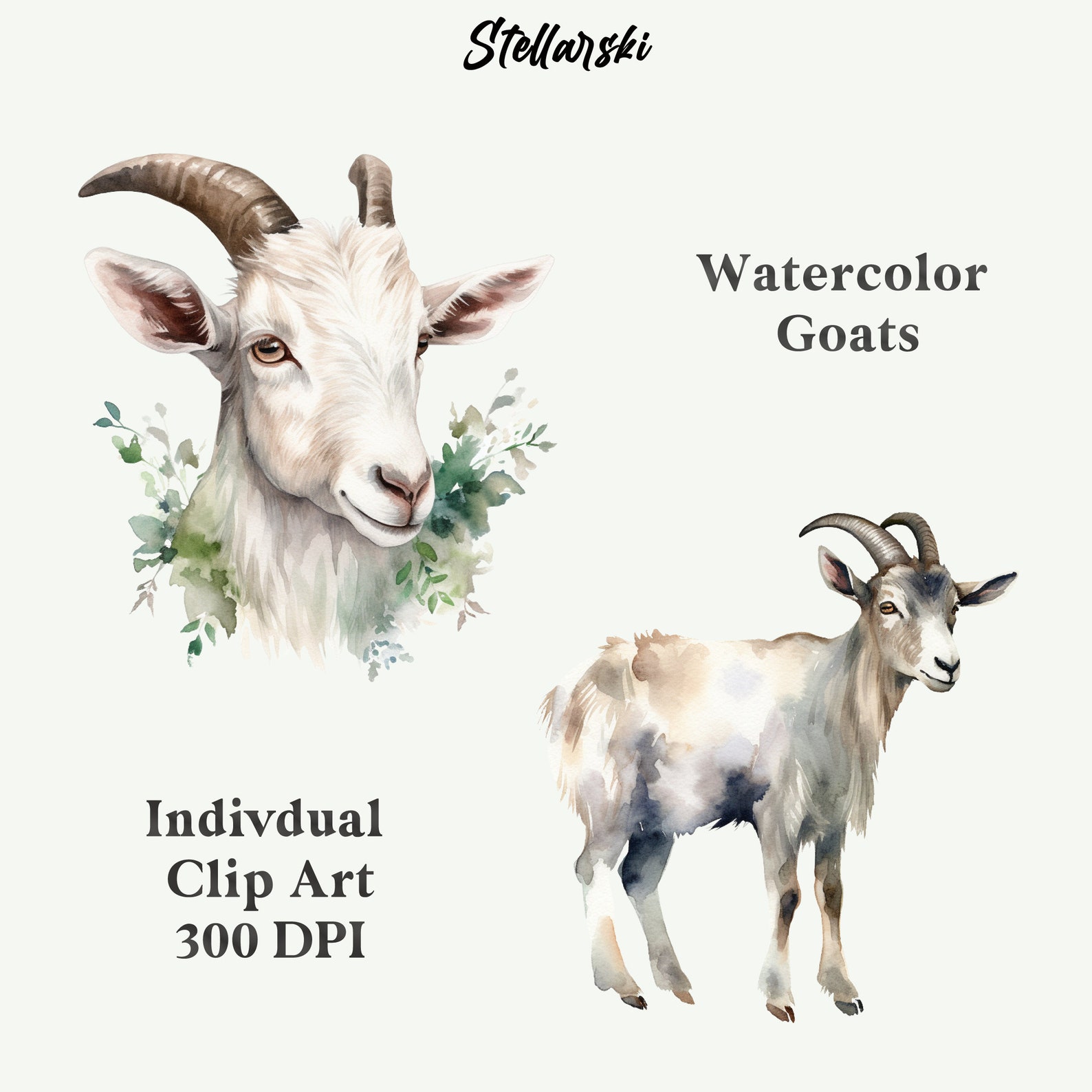 Watercolor Goat Clipart | Farm Animals PNG | Farm Animals | Watercolor ...