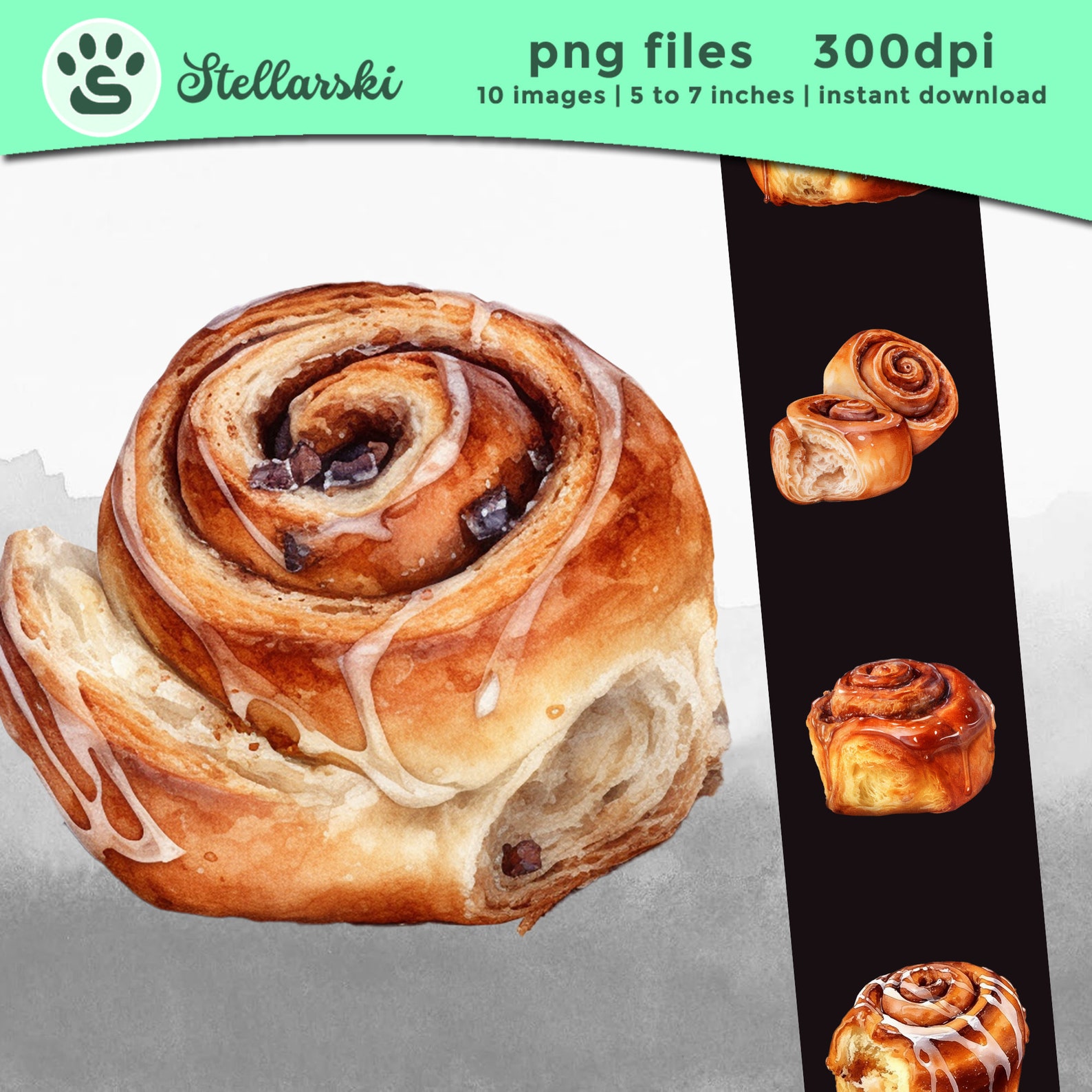 Cinnamon Roll PNG | Bakery Clipart | Dessert Clipart | Watercolor ...