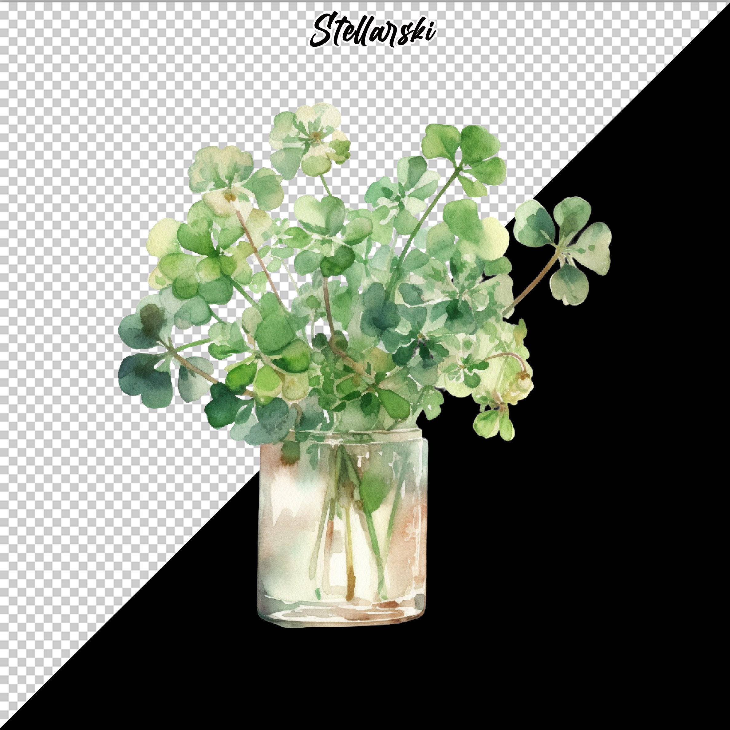 Watercolor Clover Clipart Bundle, Floral Shamrock, Spring Clipart ...