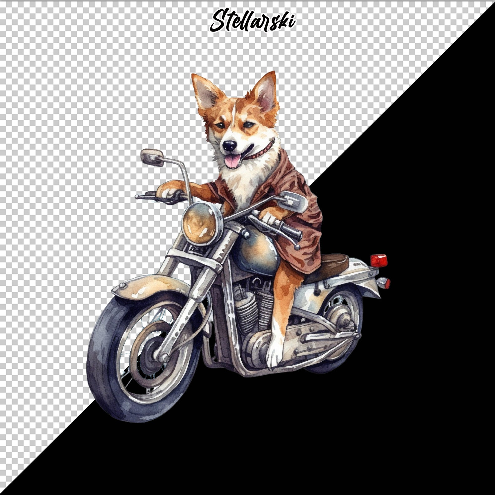 Biker Dogs Clipart | Motorcycle Dog PNG | Watercolor Dogs on Bikes ...