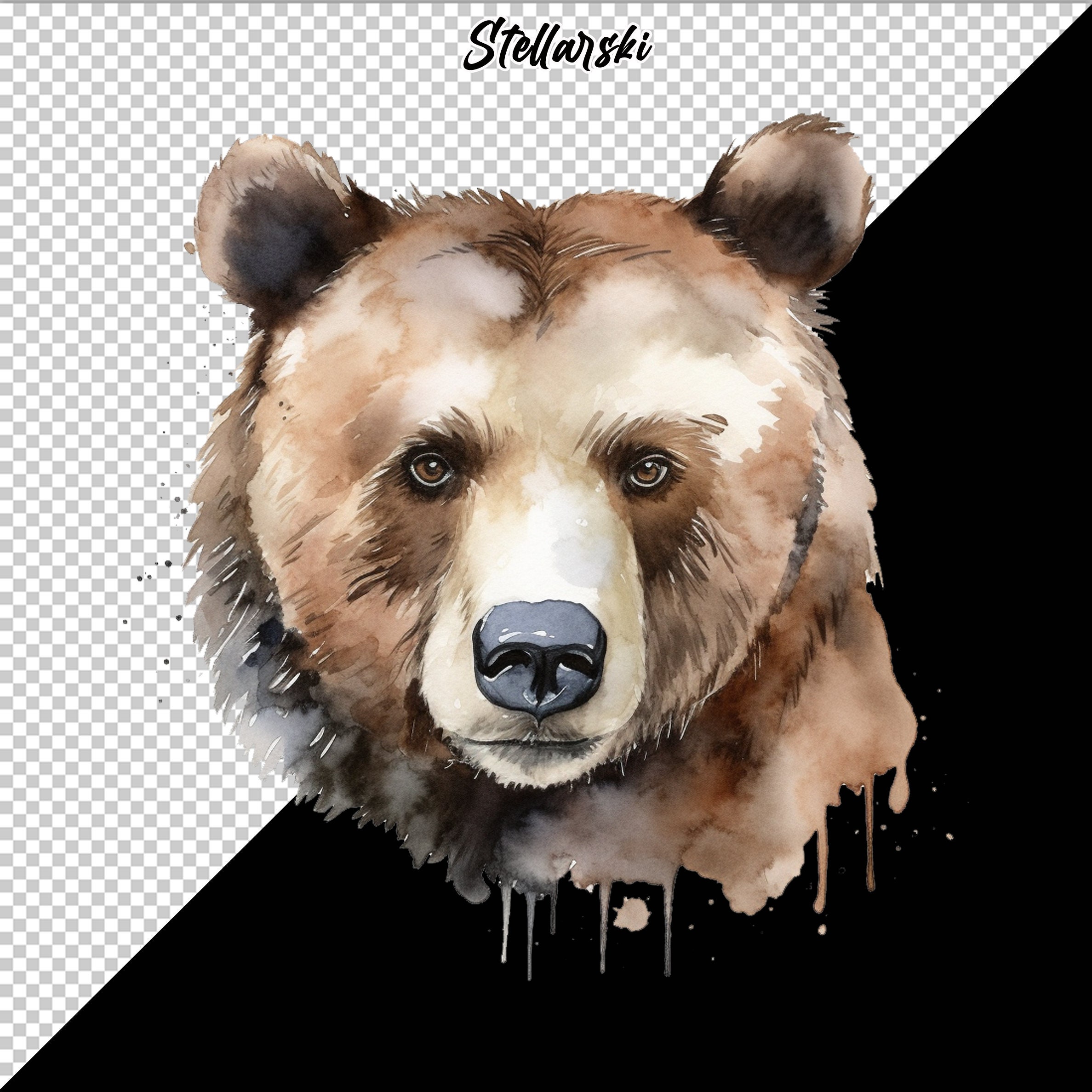 Brown Bear Clipart, Watercolor Cub PNG, Baby Bear Illustration, Teddy ...