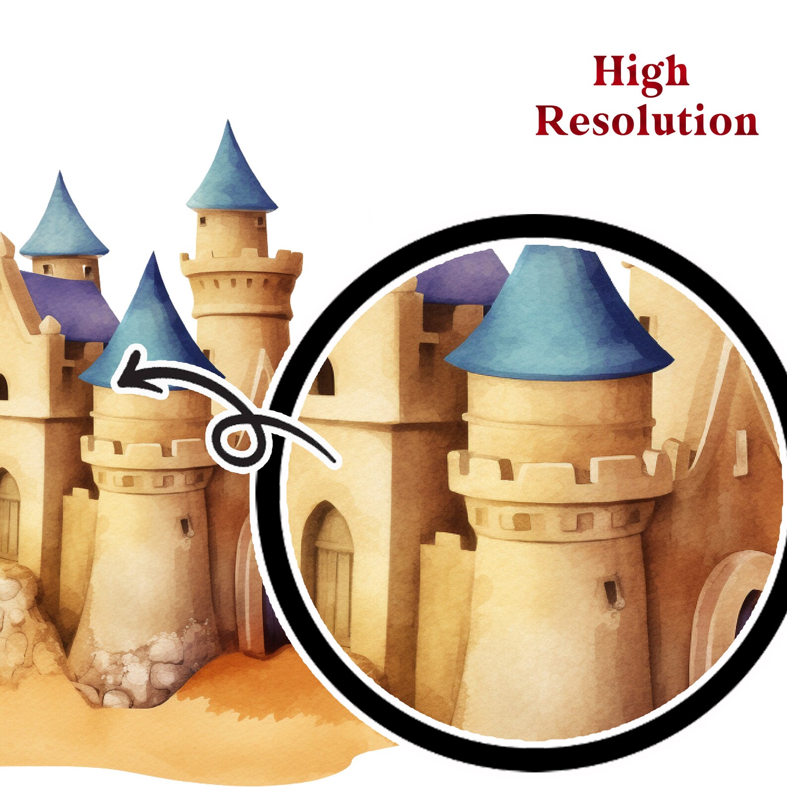 Watercolor Sandcastle Clipart Bundle, Sand Castle Clipart, Sandcastle ...