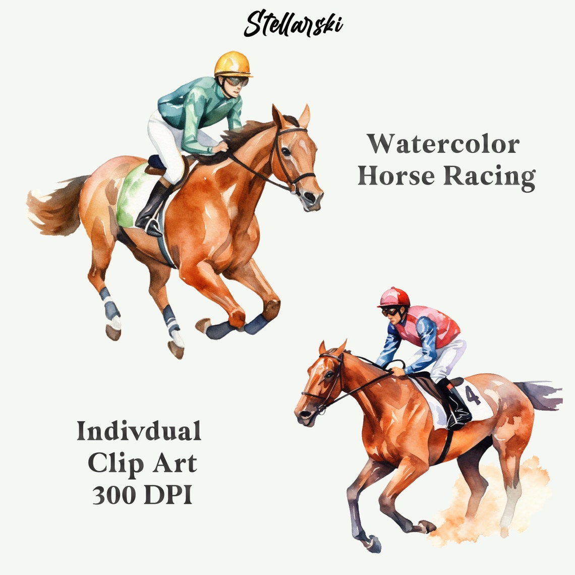 Horse Racing PNG | Horse Racing Clipart Set | Watercolor Horse ...