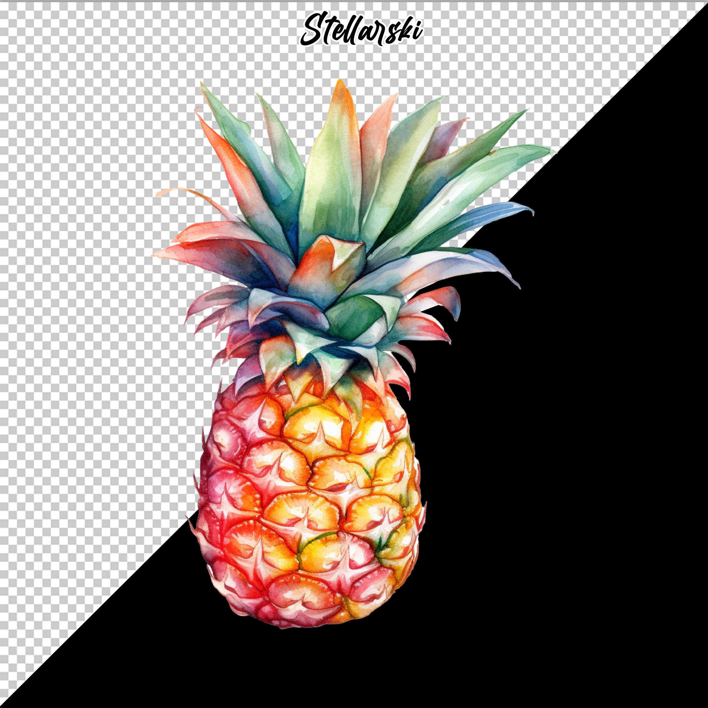 Watercolor Pineapple Clipart Tropical Fruit PNG Fruit Art - Etsy