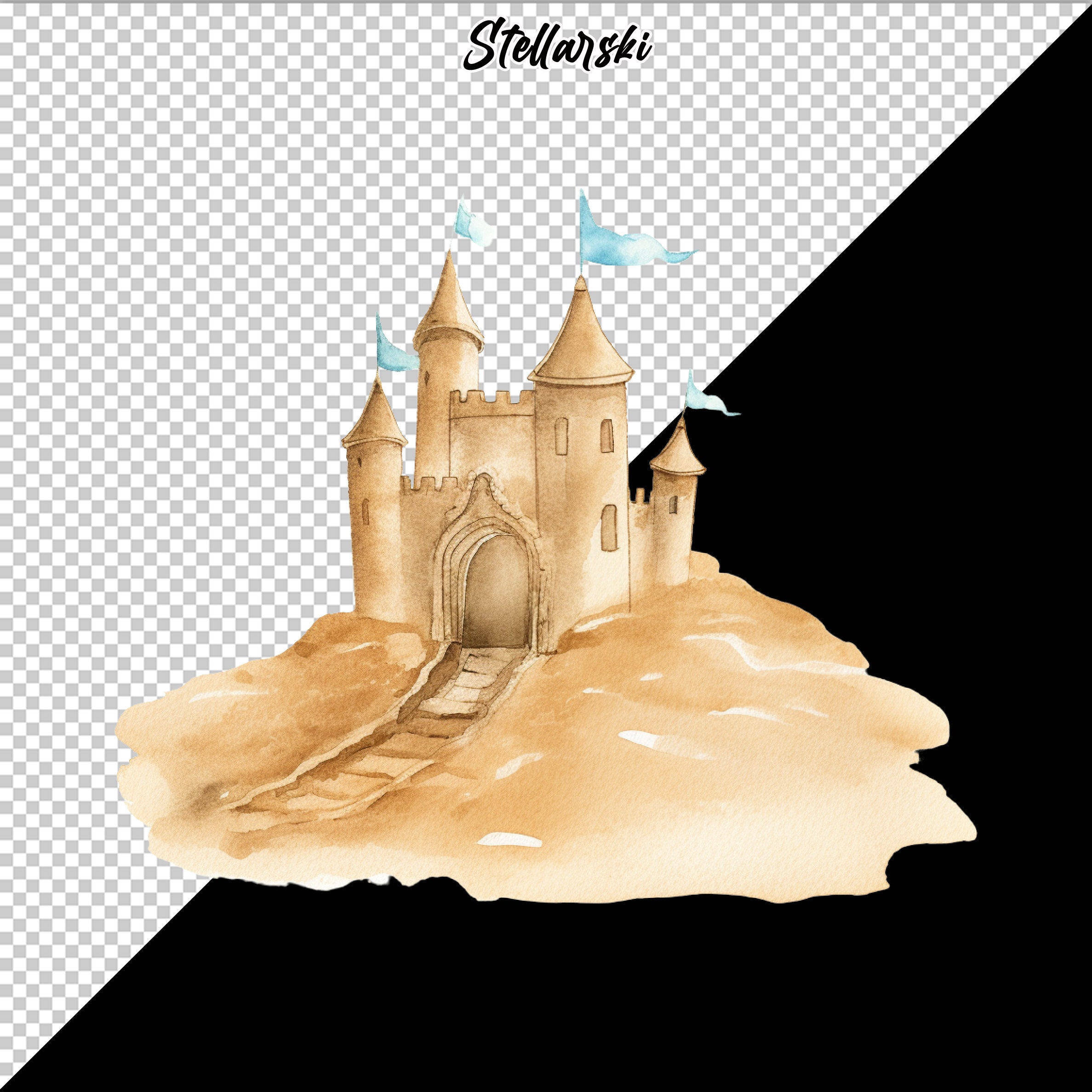 Watercolor Sandcastle Clipart Bundle, Sand Castle Clipart, Sandcastle ...