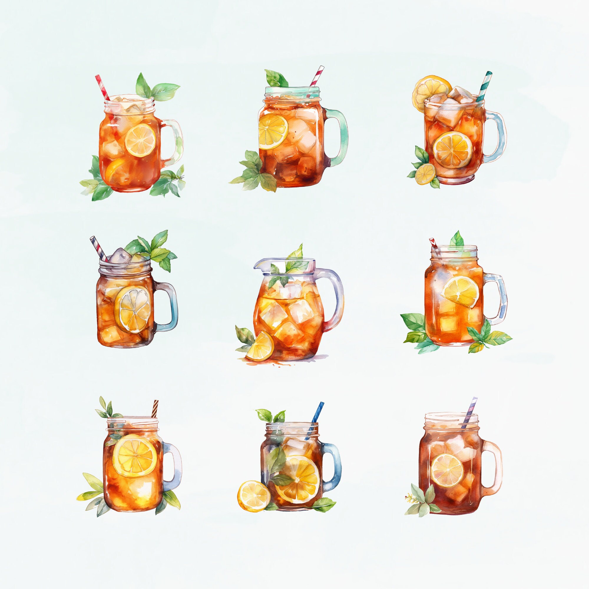 Iced Tea Clipart Summer Drinks Clipart Drink Clipart - Etsy